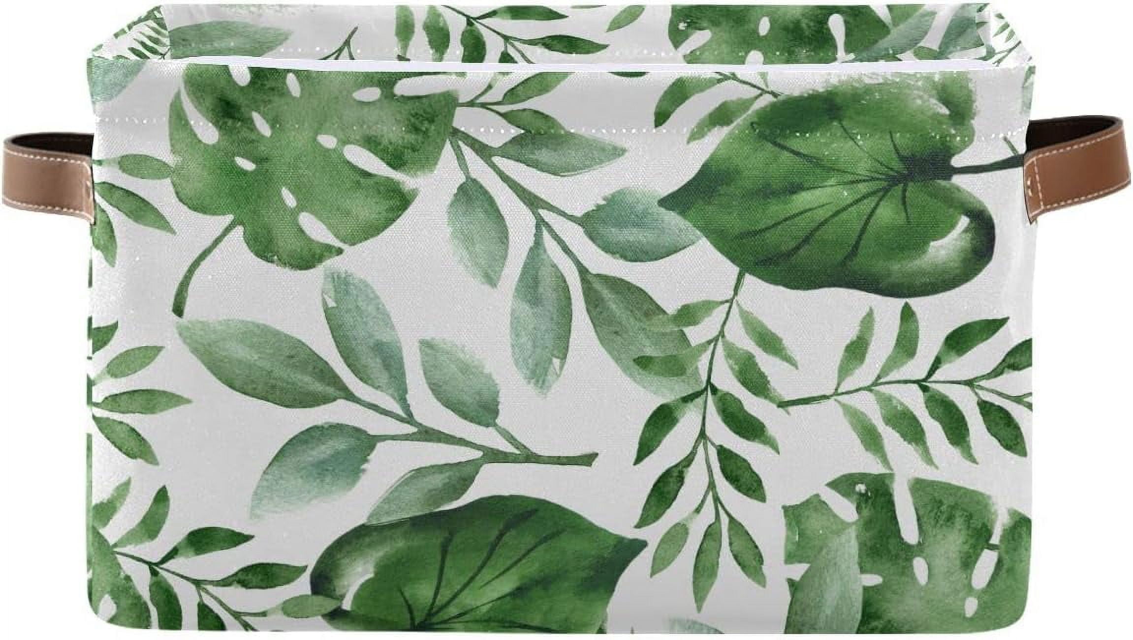Green Tropical Leaves Palm Leaf Square Storage Basket Storage Bins ...