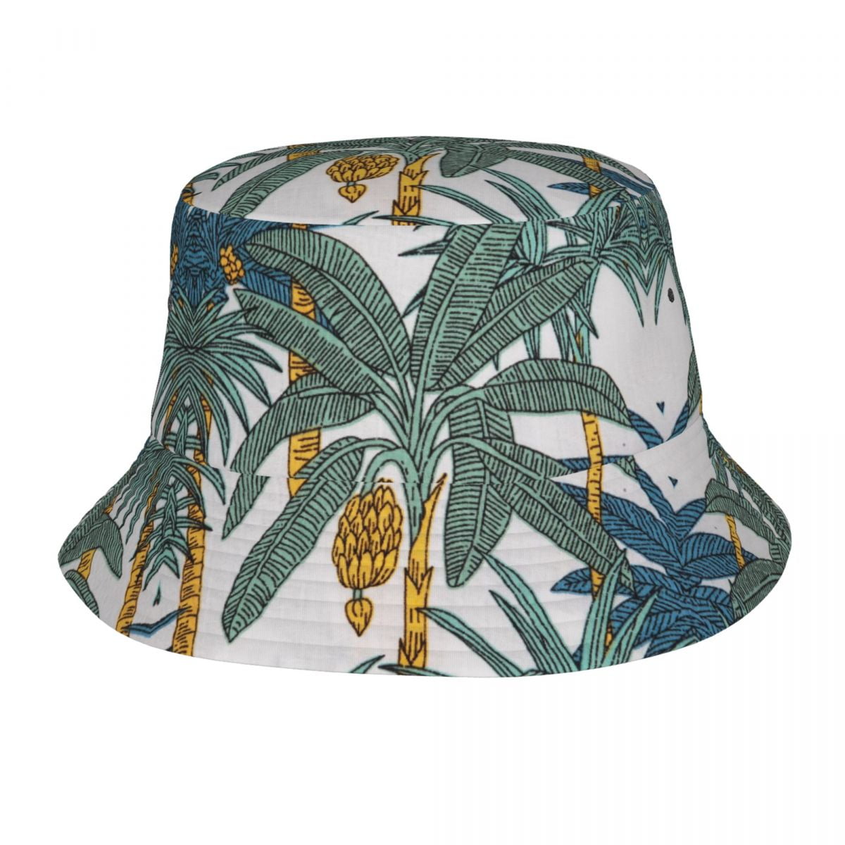 Green Tropical Leaves Plantain Leaf Unisex Bucket Hat Custom Summer ...