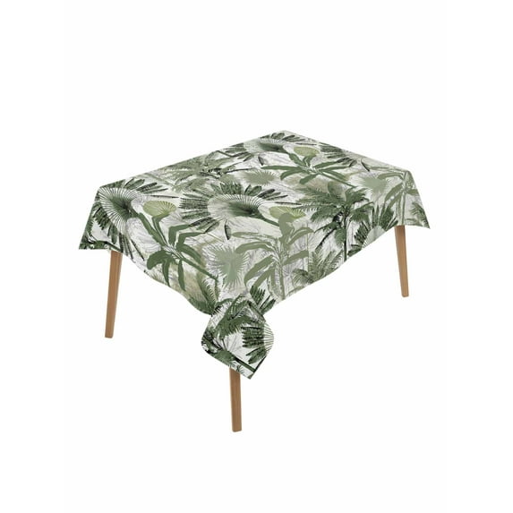 Green Tropical Leaves Table Cloth, Summer Palm Trees Botanical ...