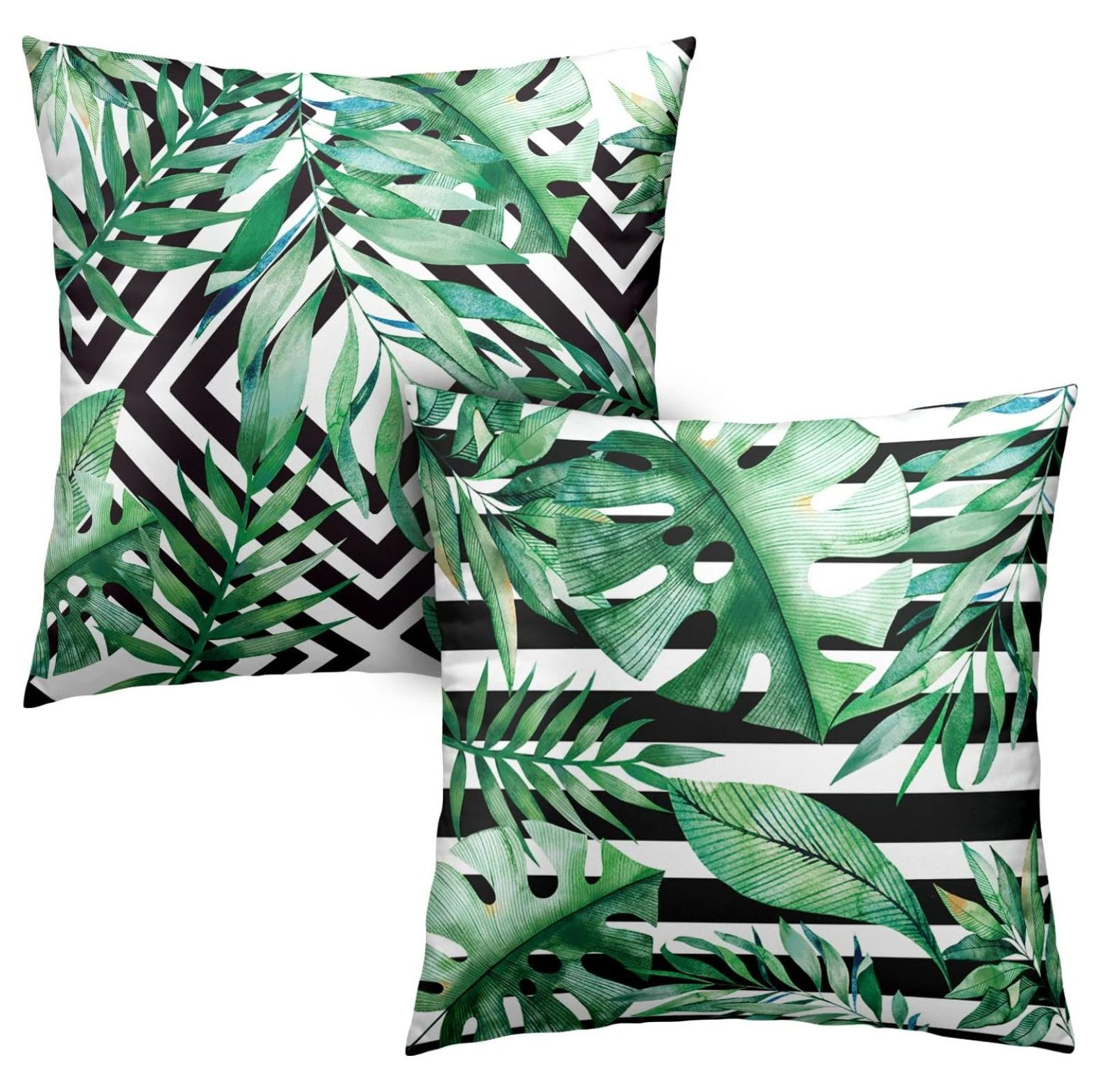 Green Tropical Leaves Throw Pillow Covers 20 X 20 Summer Palm Tree ...