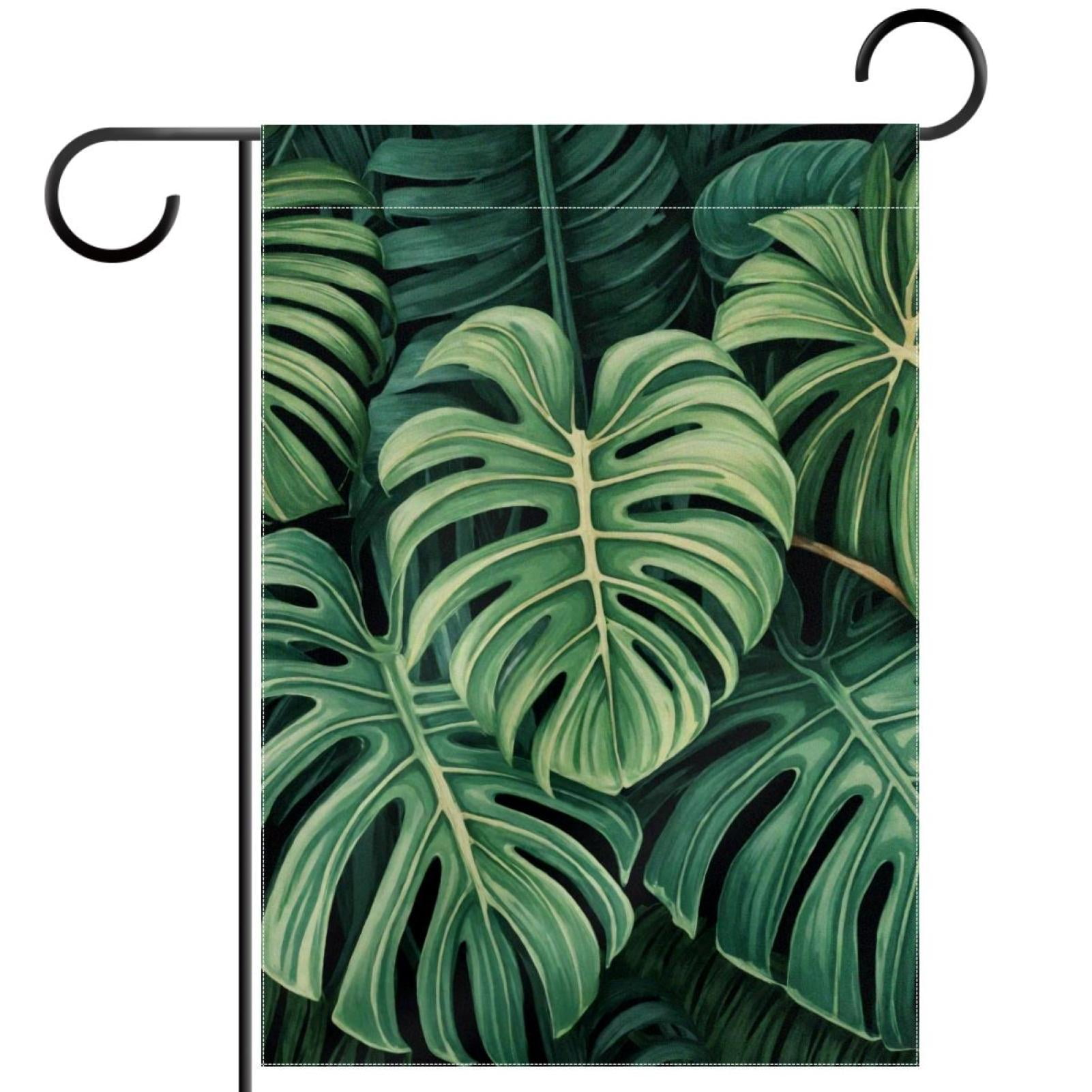 Green Tropical Leaves Welcome Garden Flags, 12 x 18 Inch Double Sided ...