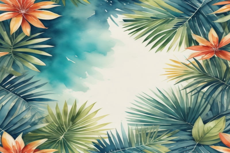 Green Tropical Palm Leaves Backdrop Summer Jungle Safari Plants ...