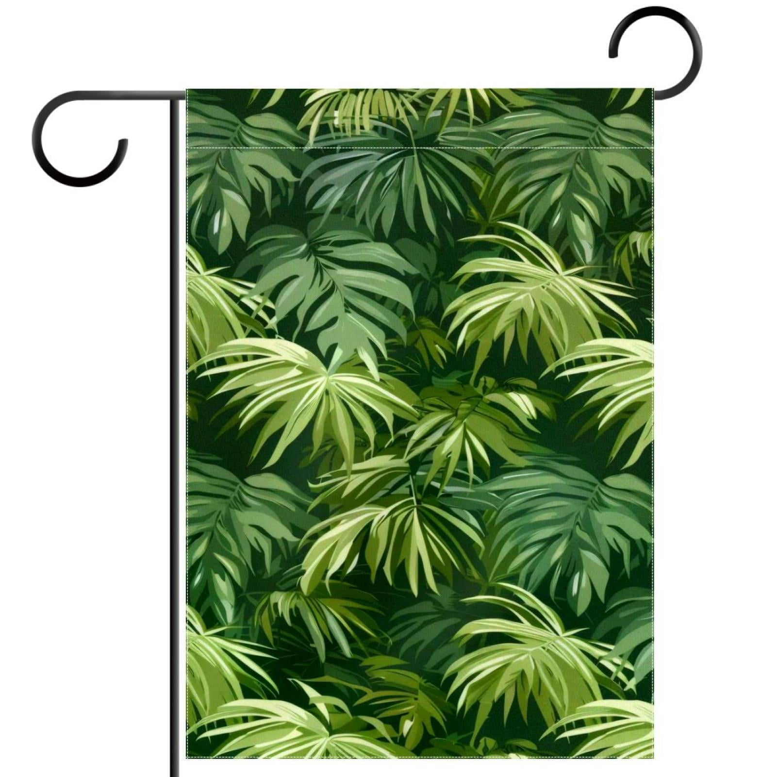 Green Tropical Palm Leaves Seamless Pattern Decorative Garden Flag for ...