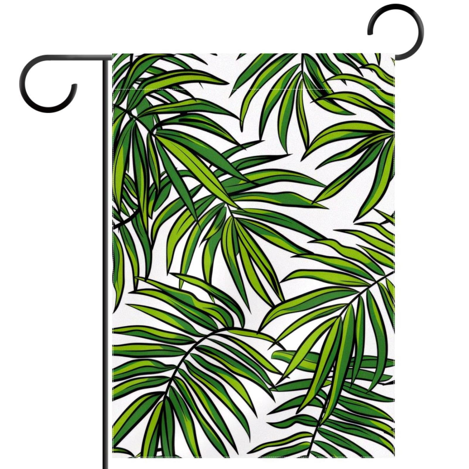 Green Tropical Palm Leaves and Tree Double Sided Garden Flag Decorative ...