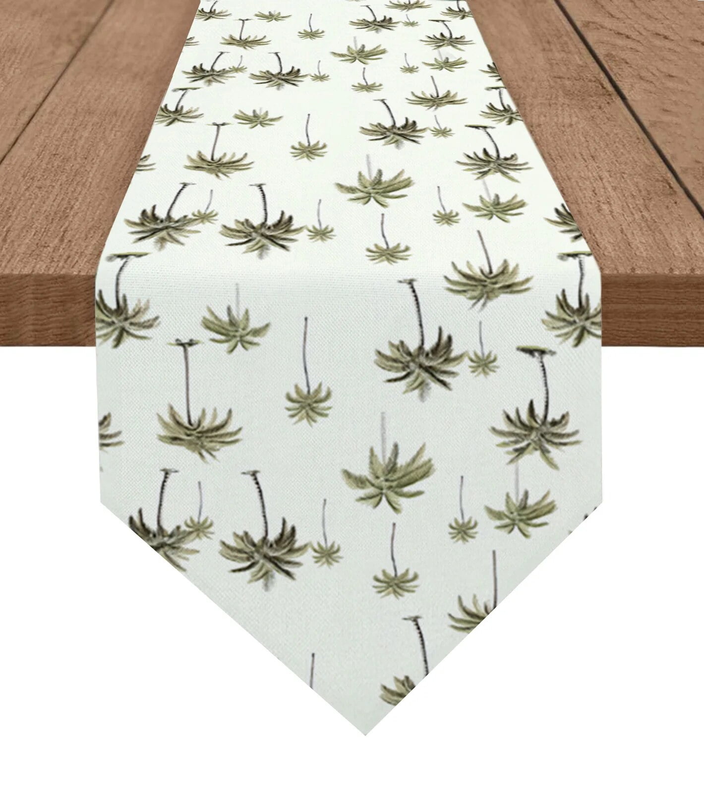 Green Tropical Palm Tree Retro Fashion Table Runners Cotton Linen Table ...