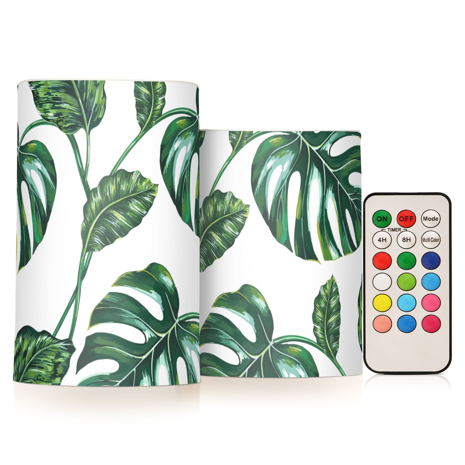 Green Tropical Palm Trees 2 PCS LED Flickering Flameless Candles with ...