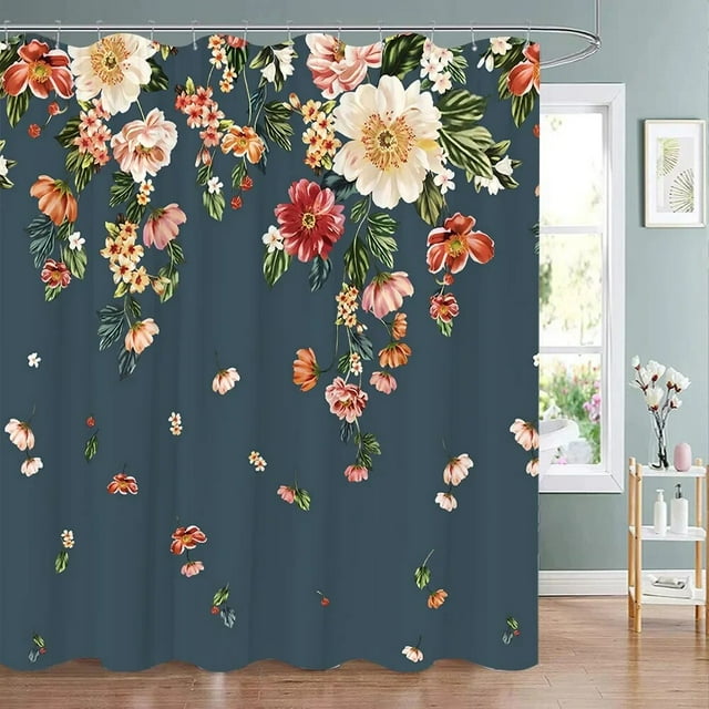 Green Tropical Plant Leaves Shower Curtain Eucalyptus Leaves Gold