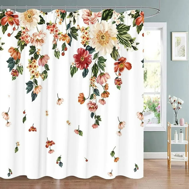 Green Tropical Plant Leaves Shower Curtain Eucalyptus Leaves Gold