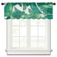 Green Tropical Plant Palm Leaves Rod Pocket Short Curtain Half-Curtain ...