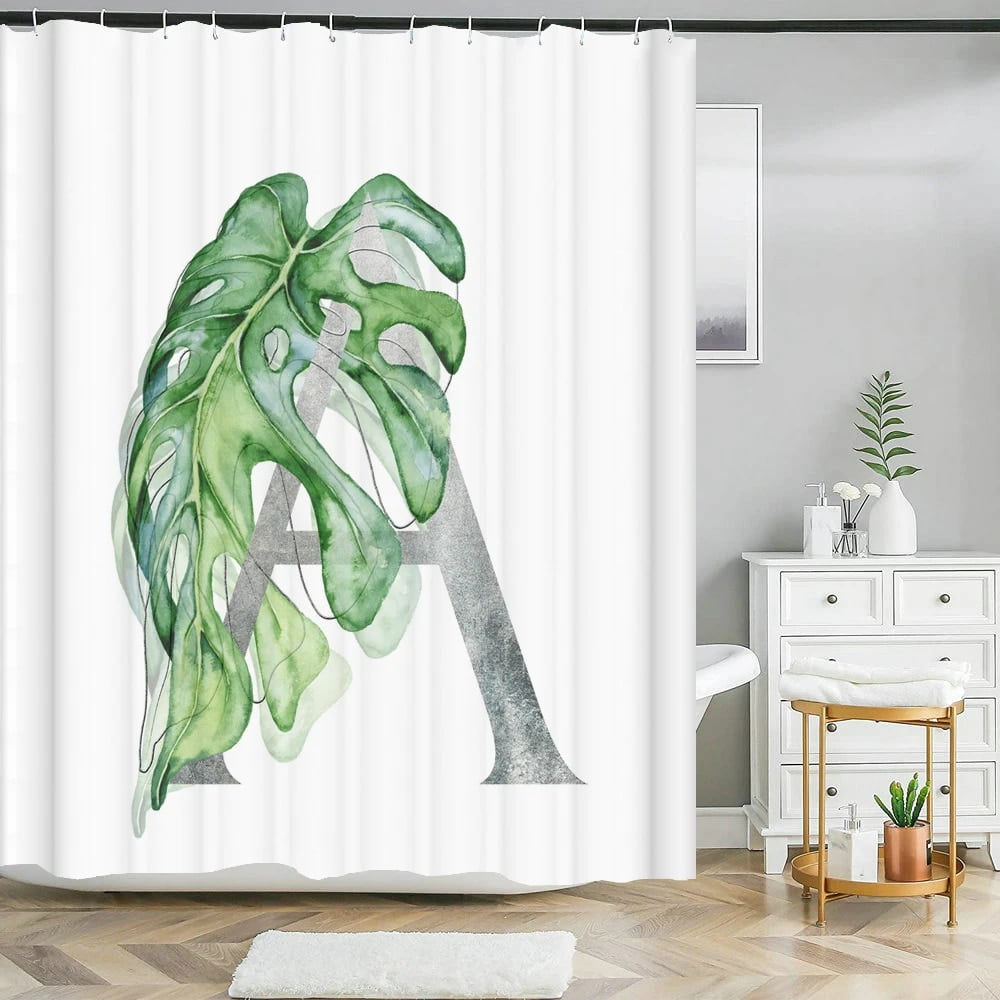Green Tropical Plant shower curtain Leaves Printed 3D Curtains For ...