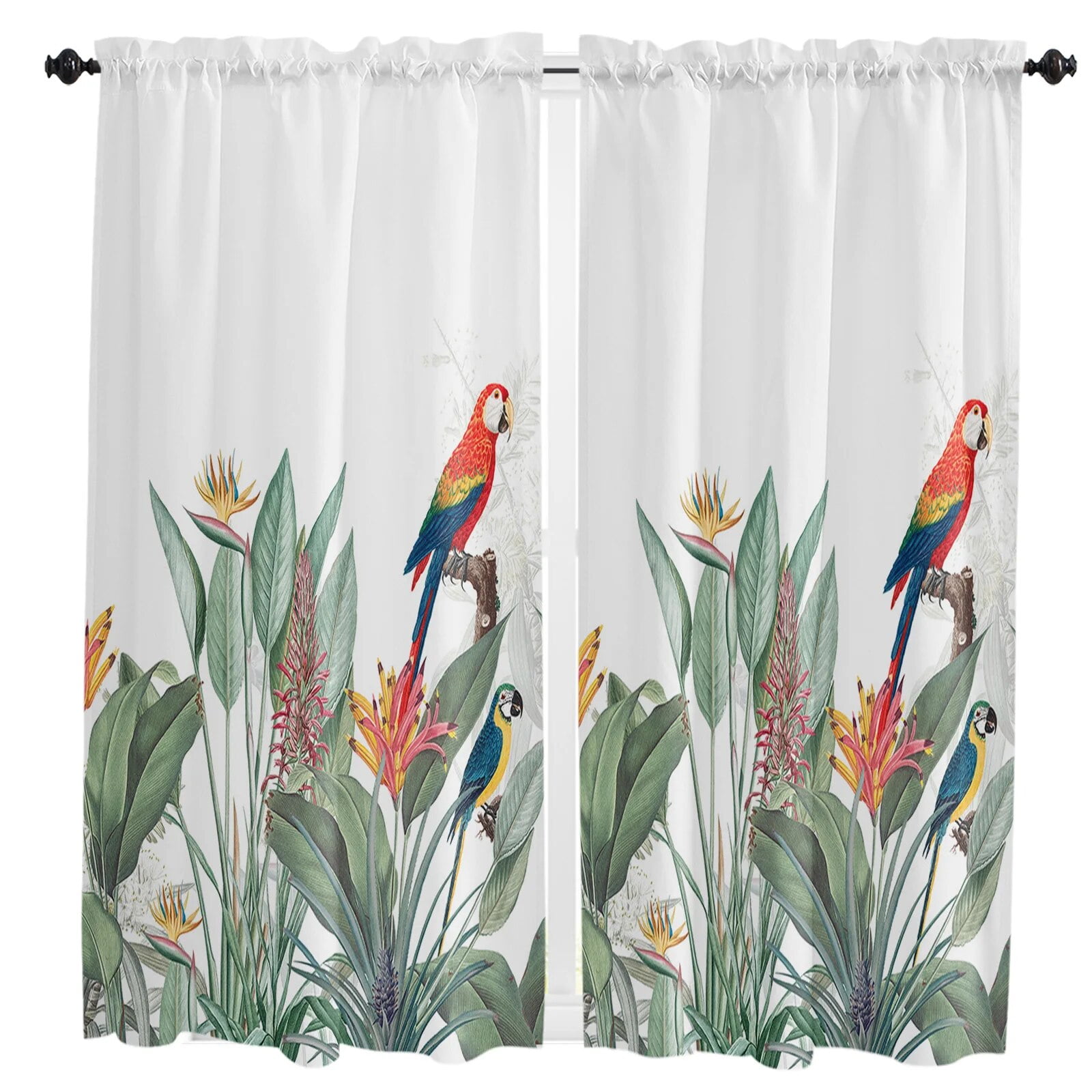 Green Tropical Plants Leaves Curtain Home Decoration Living Room Short ...