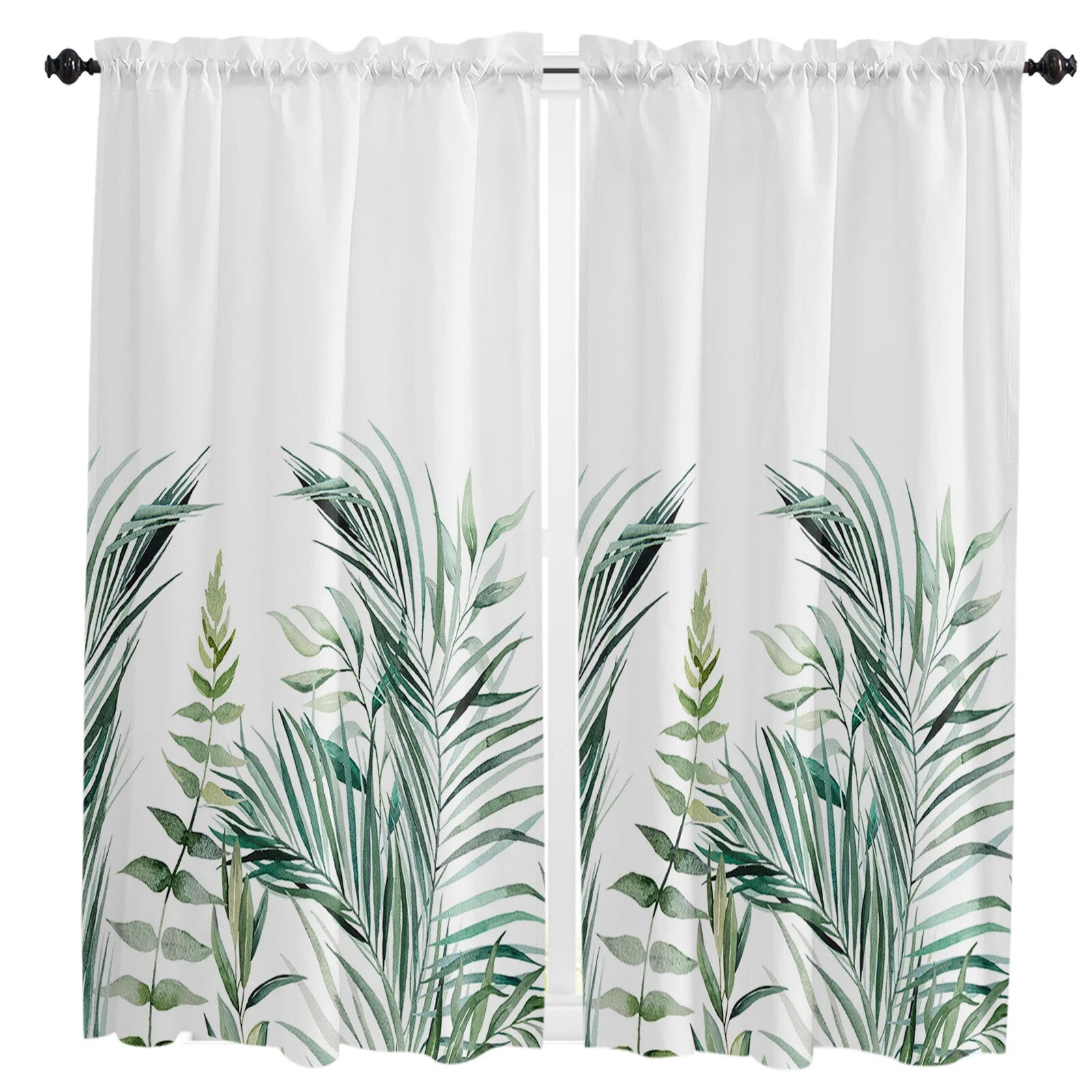 Green Tropical Plants Leaves Curtain Home Decoration Living Room Short ...