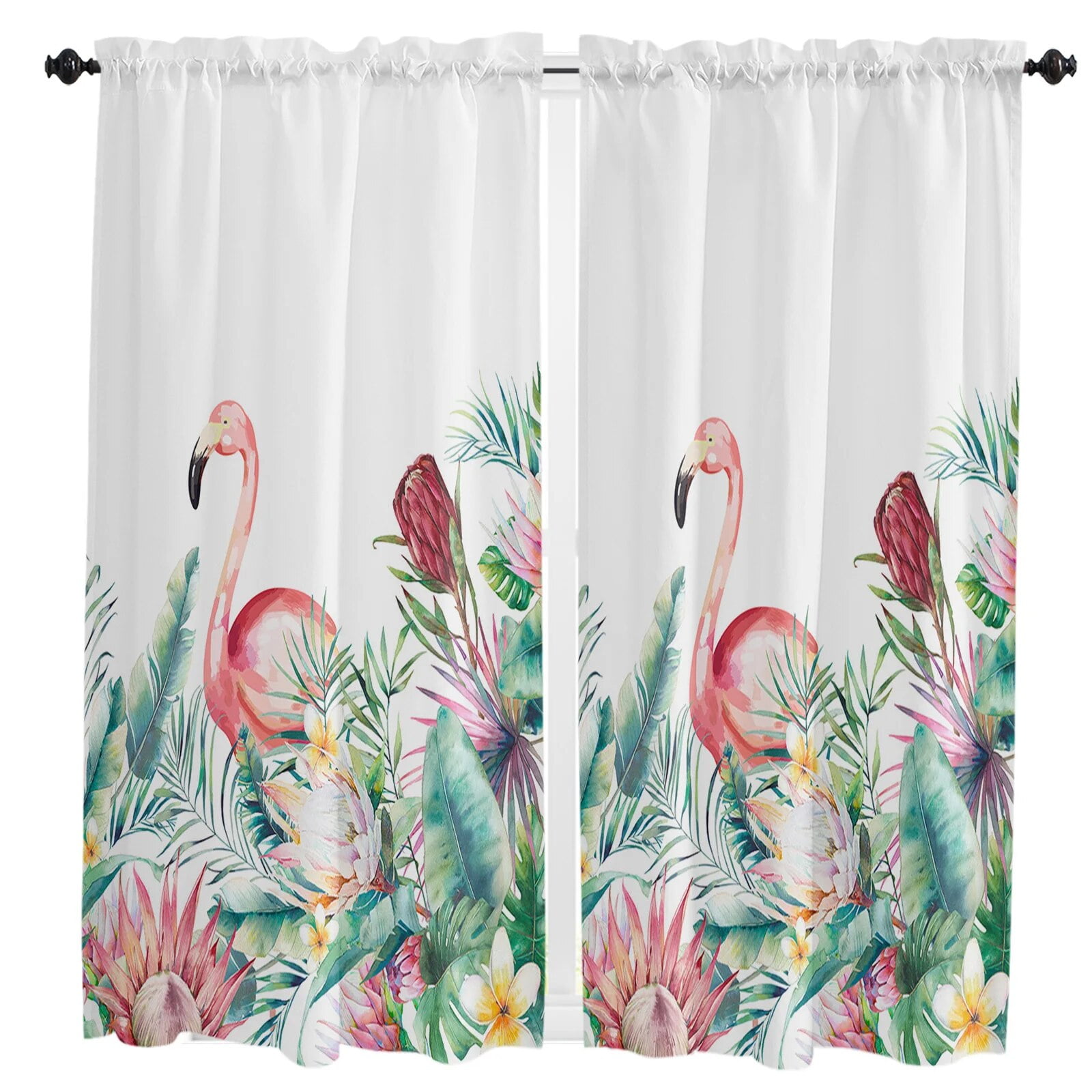 Green Tropical Plants Leaves Curtain Home Decoration Living Room Short ...