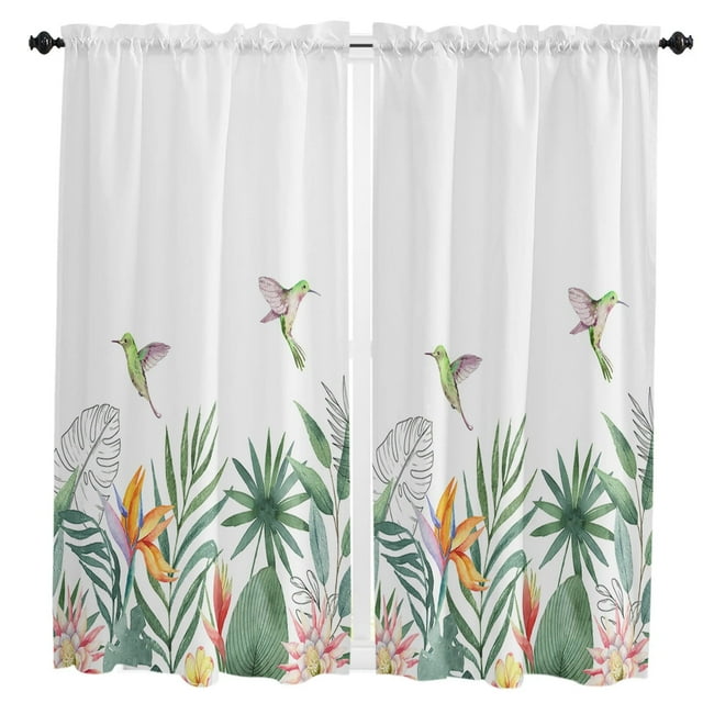 Green Tropical Plants Leaves Curtain Home Decoration Living Room Short ...