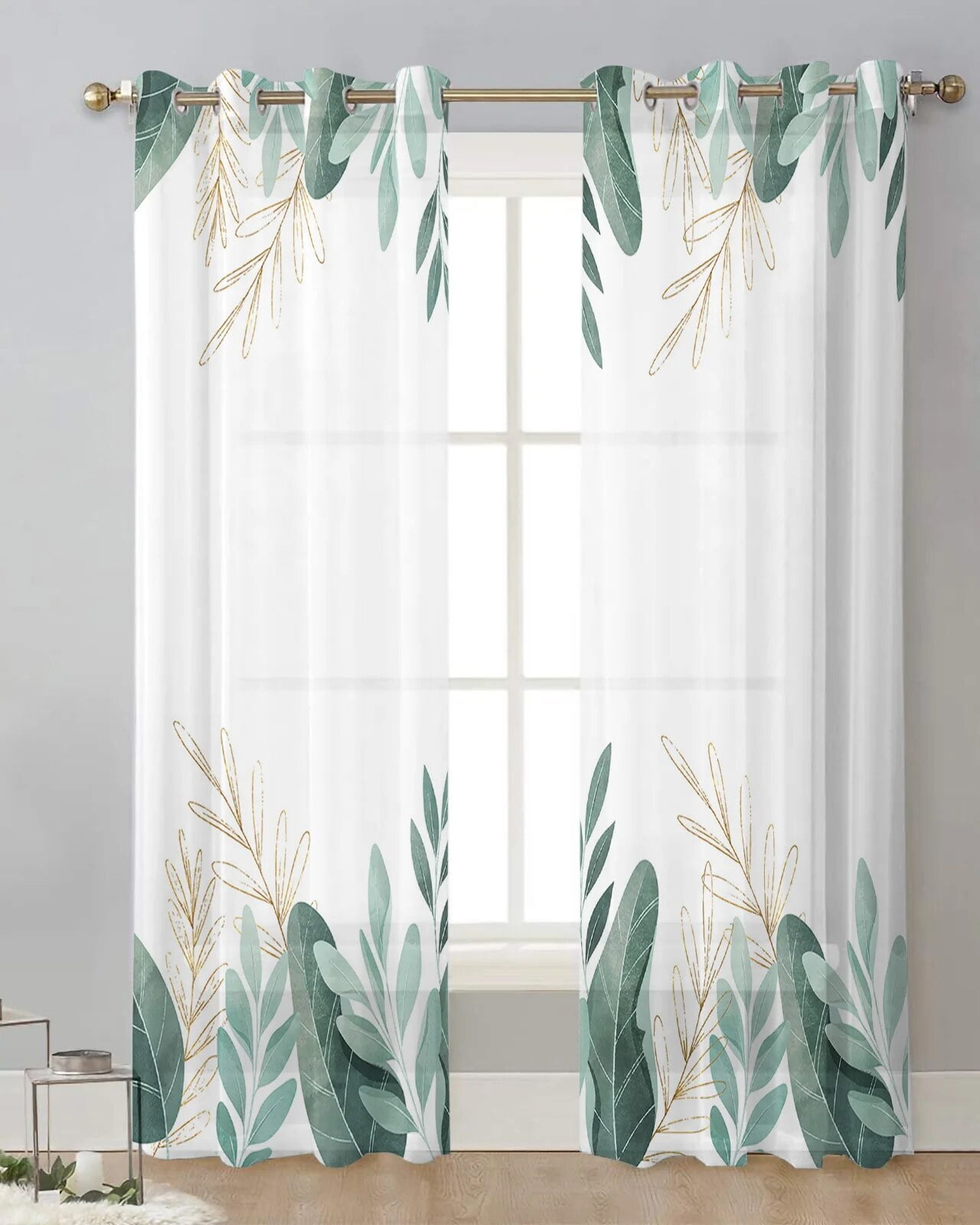 Green Tropical Plants Leaves Luxury Tulle Curtains for Living Room ...
