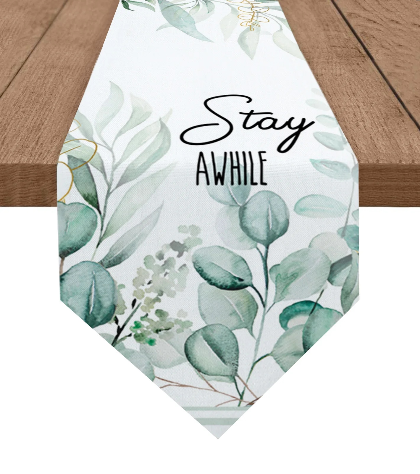 Green Tropical Plants Leaves Modern Table Runner Cotton Linen ...