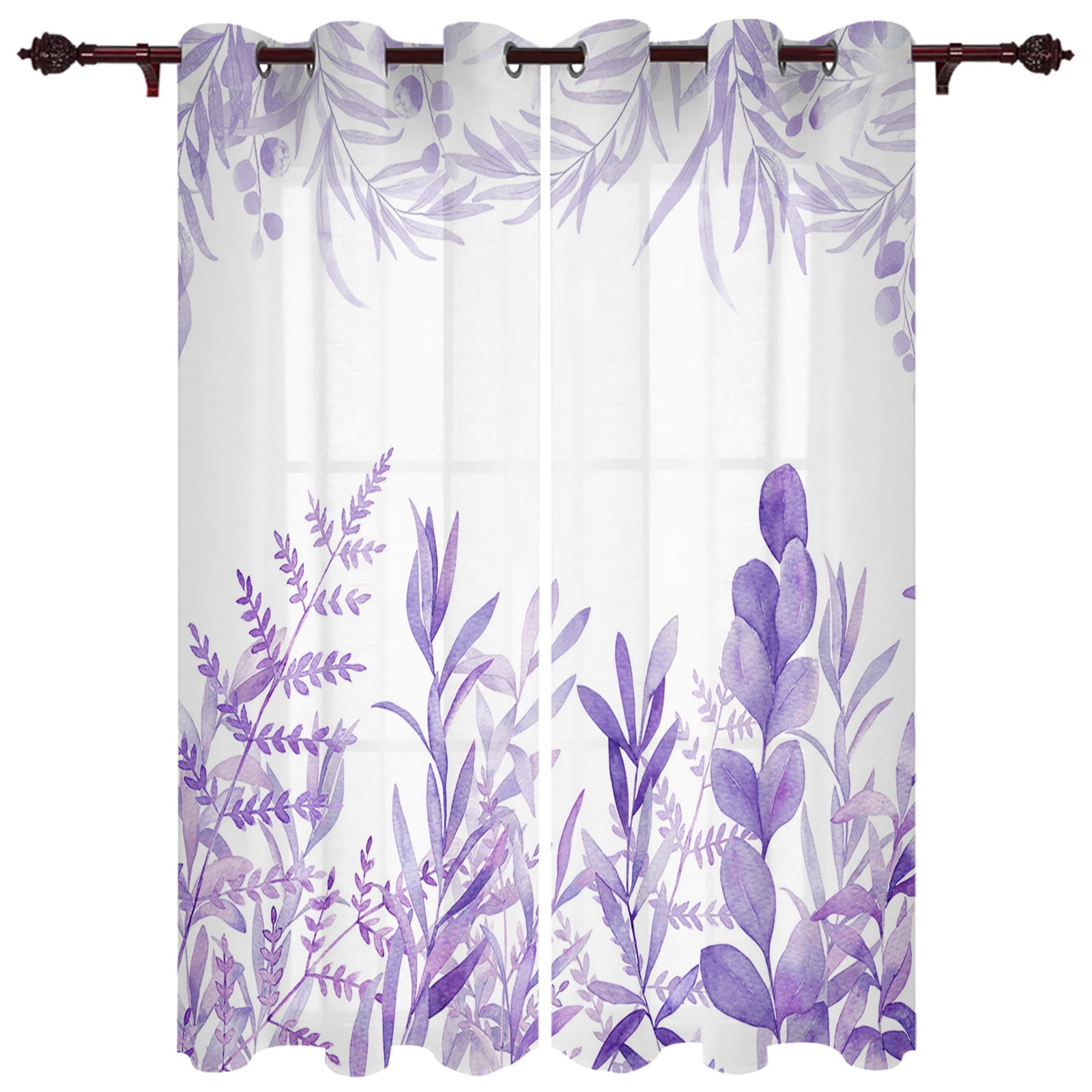 Green Tropical Plants Leaves Modern Window Curtains for Living Room ...