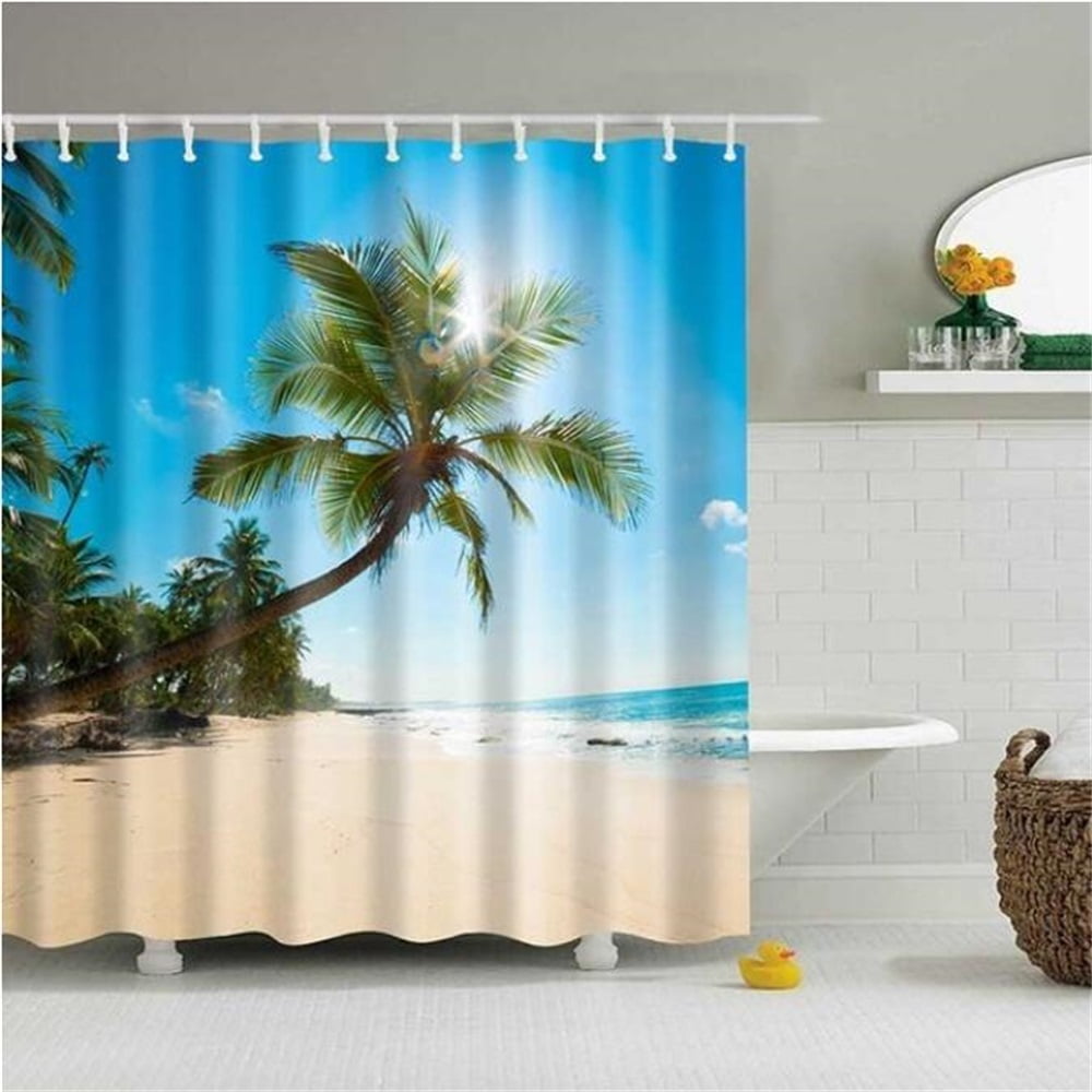 Green Tropical Plants Shower Curtains for Bathroom r Polyester Fabric ...