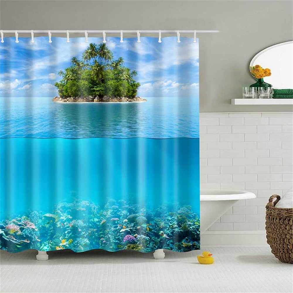 Green Tropical Plants Shower Curtains for Bathroom r Polyester Fabric ...