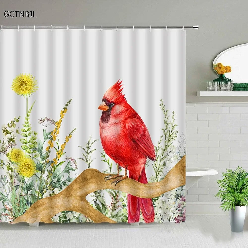 Green Tropical Rainforest Plant Shower Curtains Flower Leaf Leaves