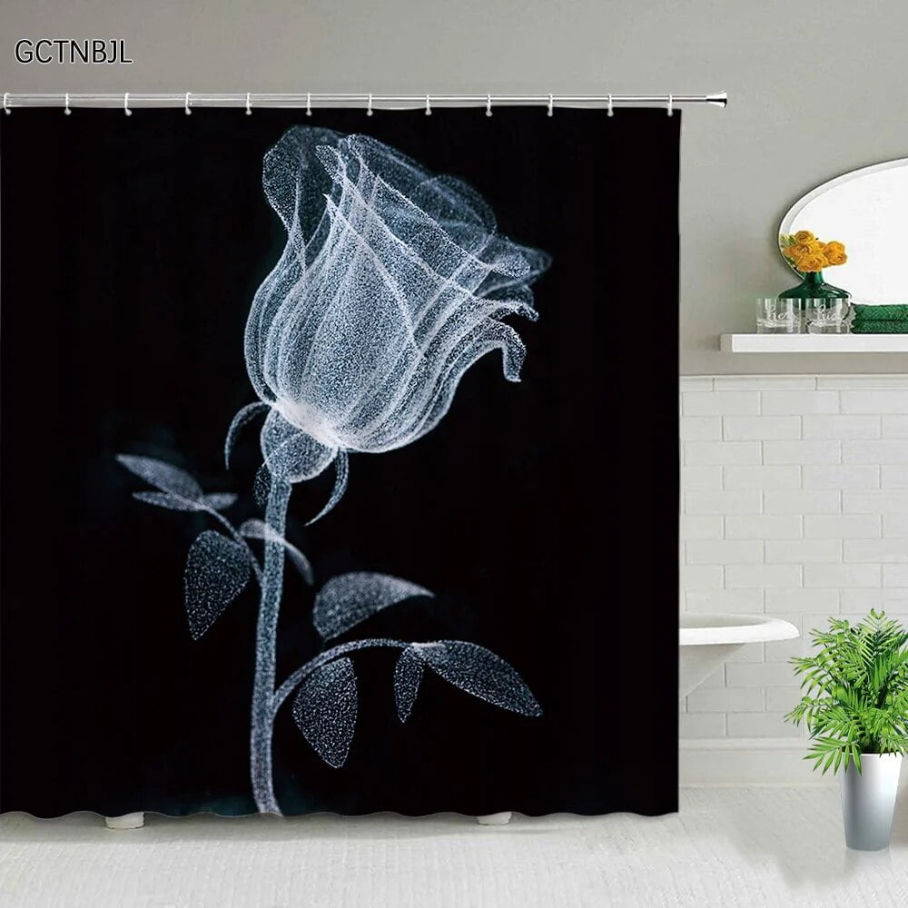 Green Tropical Rainforest Plant Shower Curtains Flower Leaf Leaves