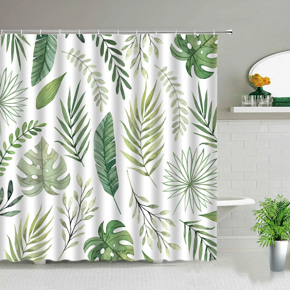 Green Tropical Rainforest Plant Shower Curtains Flower Leaf Leaves ...