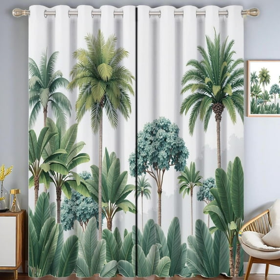 Green Tropical Rainforest Scenery Curtains & Drapes,Lush Palm Trees ...