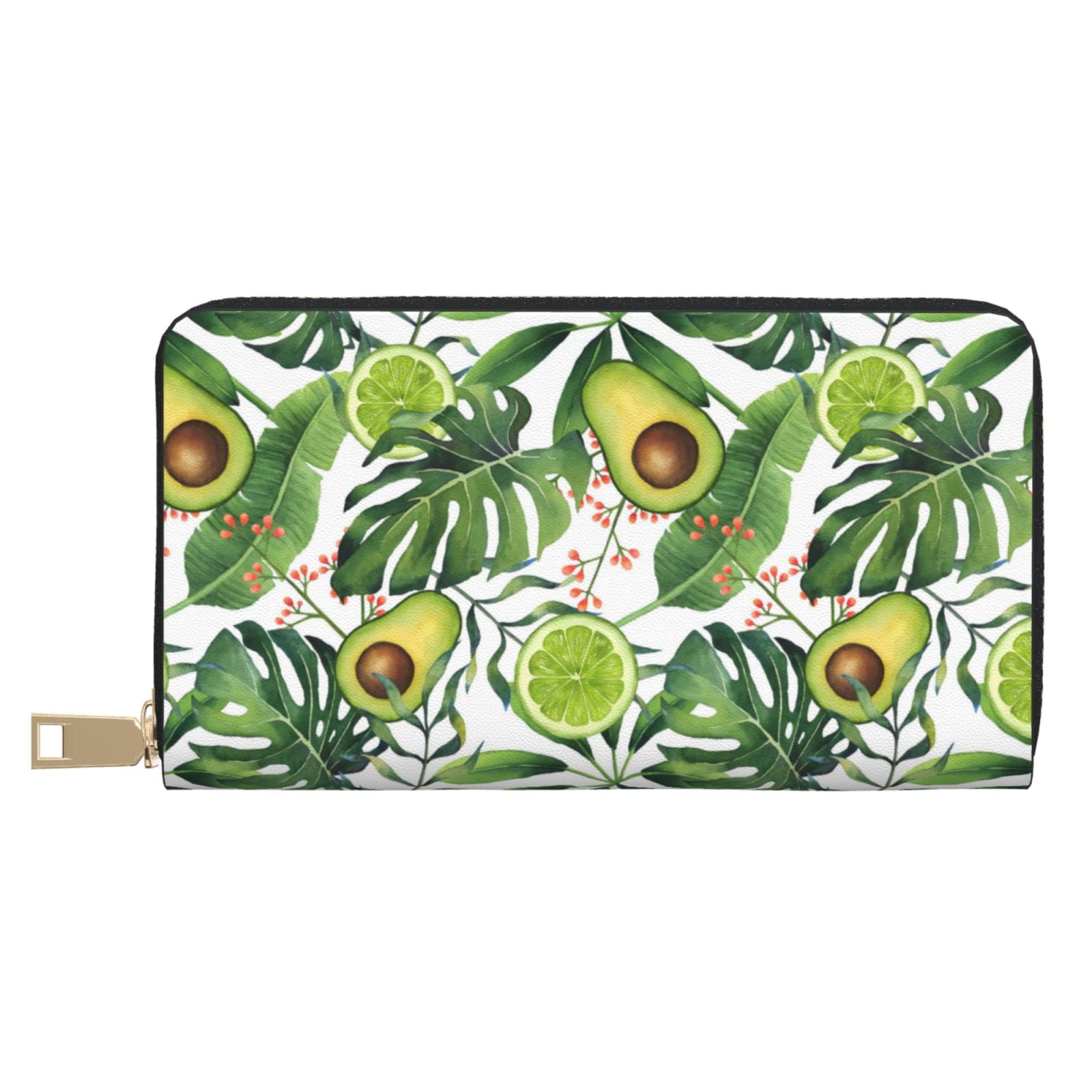 Green Tropical Wallet Women, Leather Bifold Multi Card Wallet, Women's ...