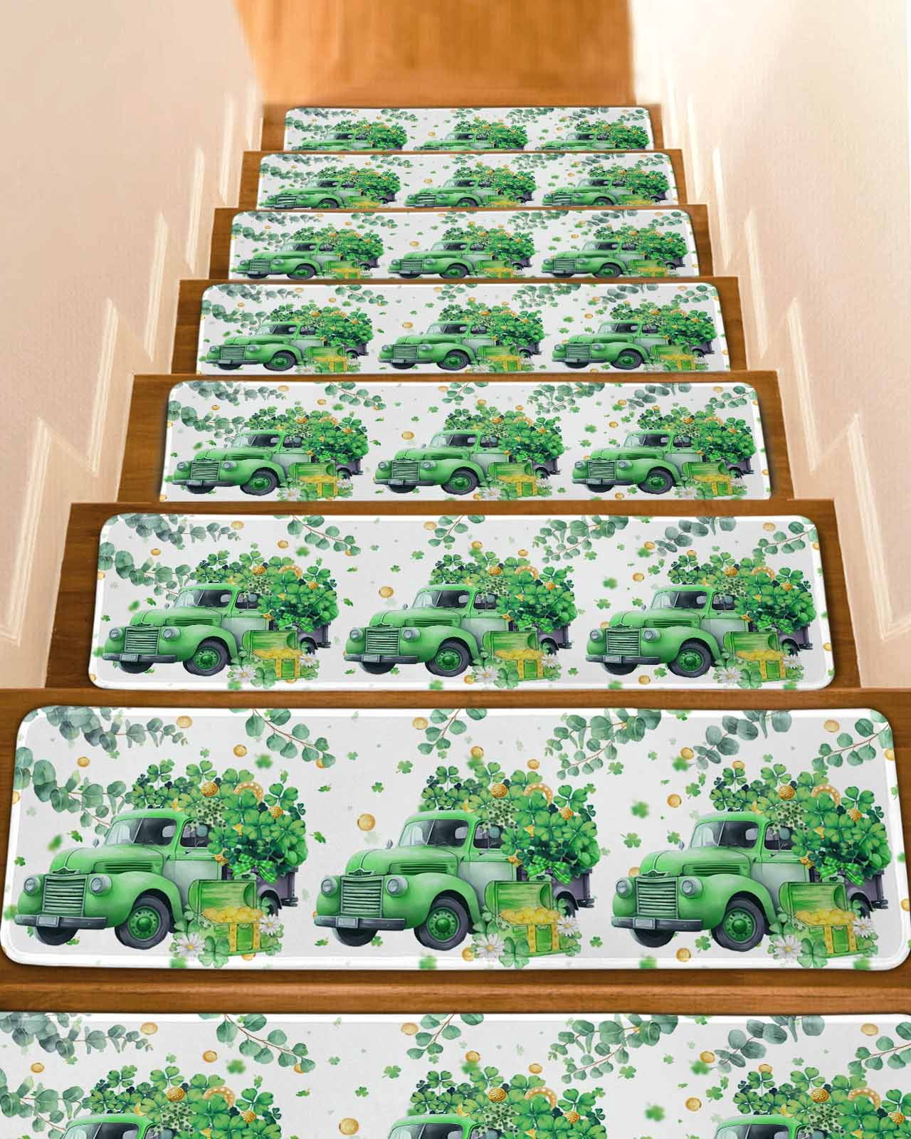 Green Truck St. Patrick's Day Stair Treads for Wooden Steps Indoor ...