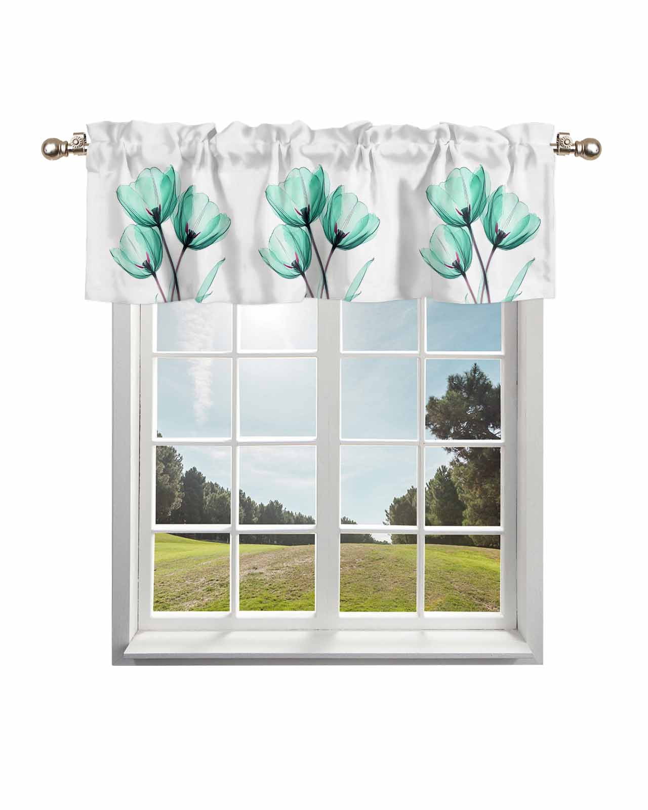 Green Tulip Curtain Valance for Windows/Living Room/Kitchen/Bathroom ...