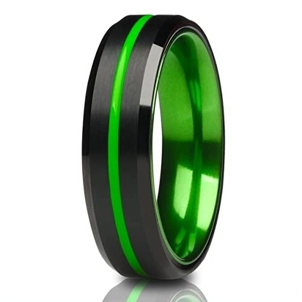 Green Tungsten Wedding Ring,6mm Wedding Ring,Green Wedding Band ...
