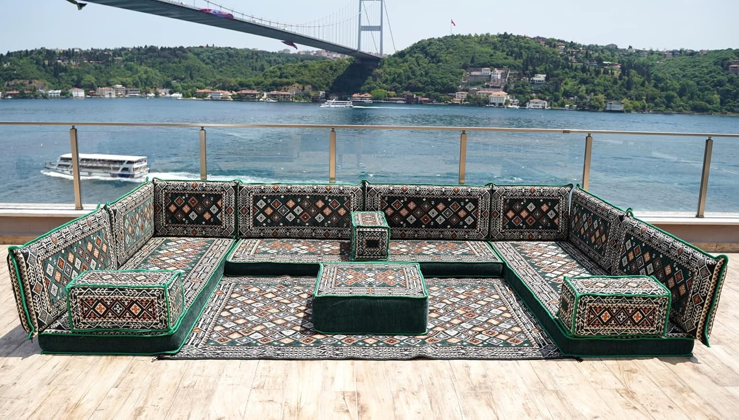Green Turkish Sofa Set, Arabic Majlis Seating, Meditation Cushion ...