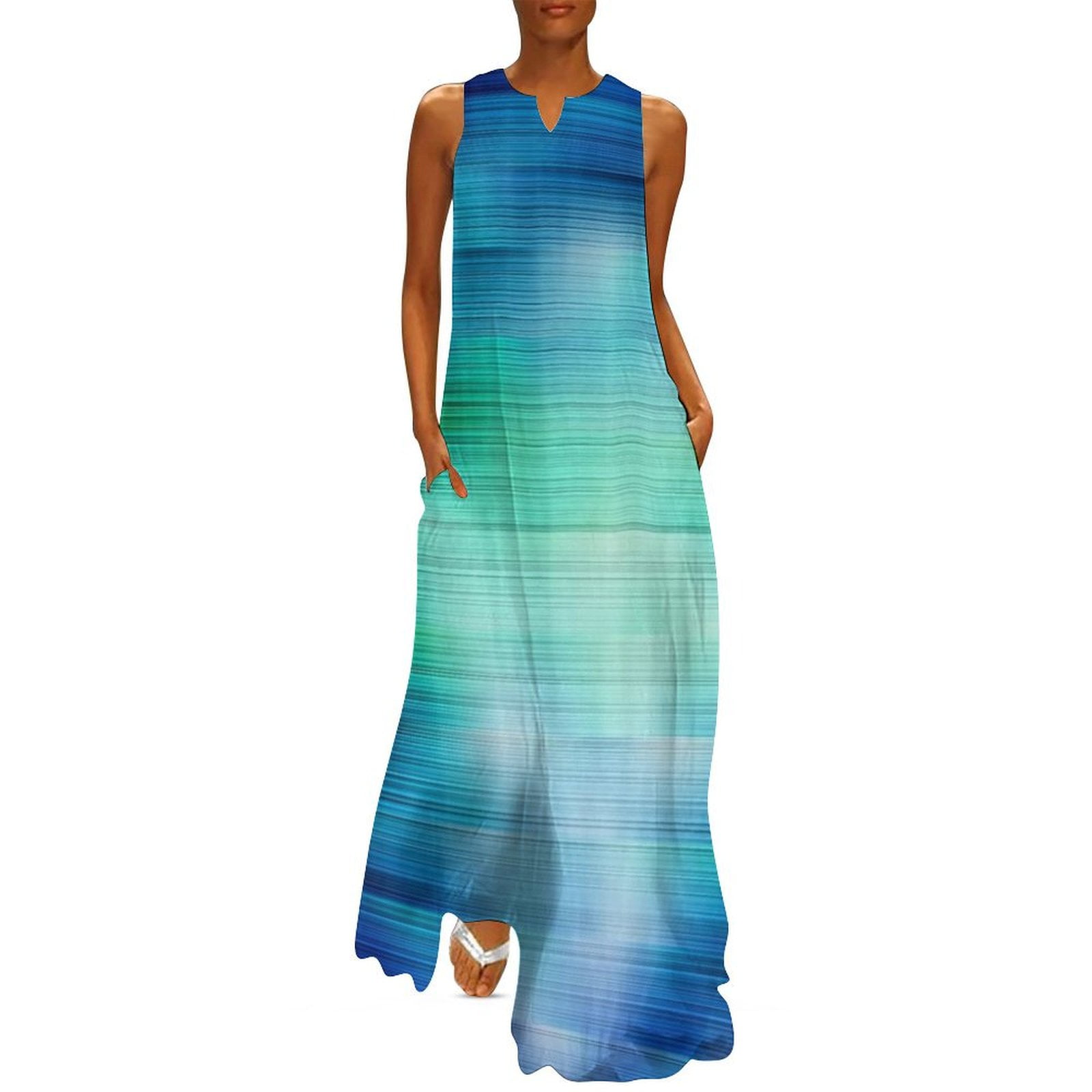 Green Turquoise Teal Blue Abstract Texture Long Dress Female Clothing ...