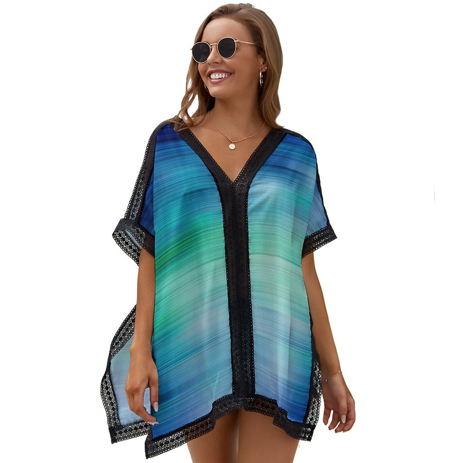Green Turquoise Teal Blue Abstract Texture Women's Swimsuit Coverup ...