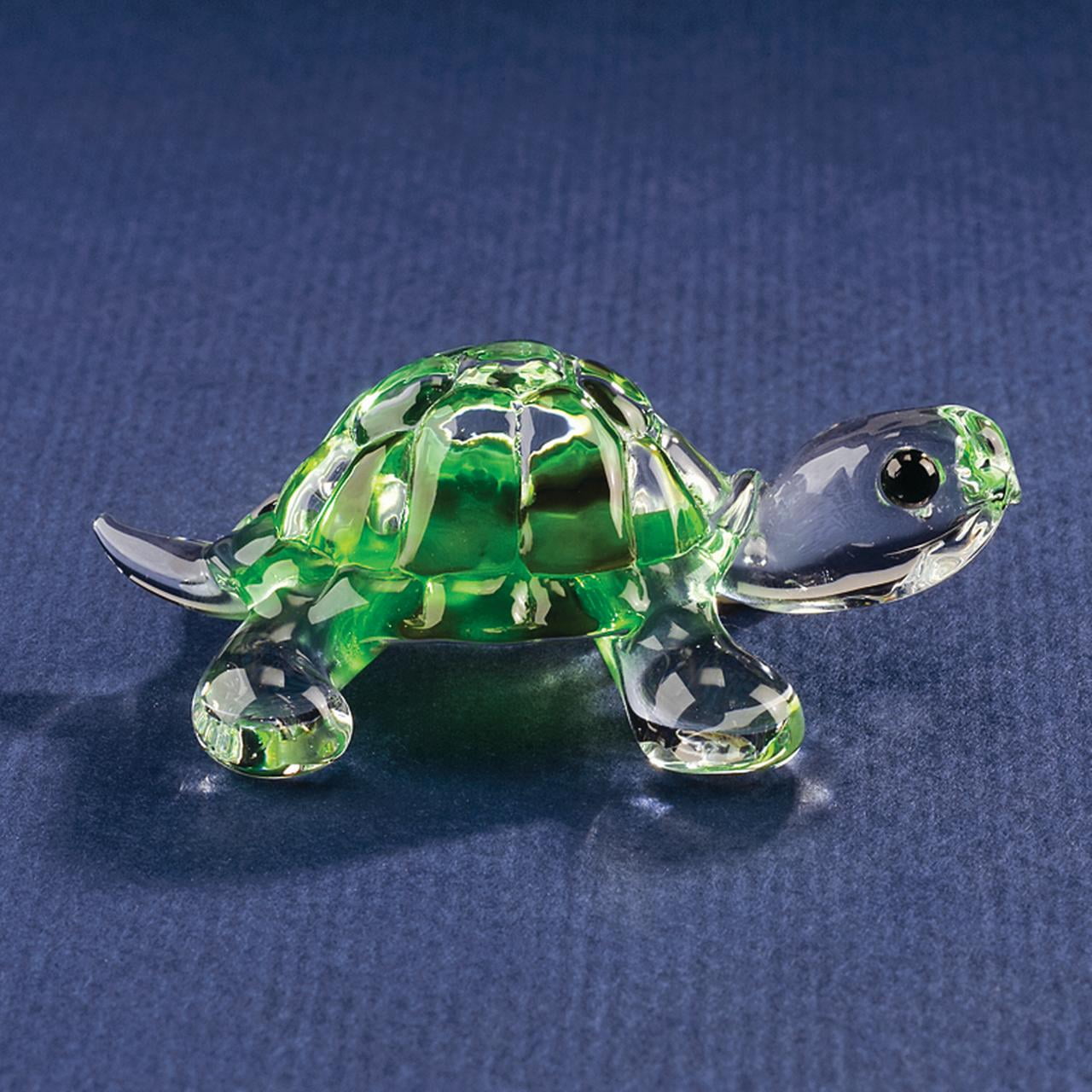 Glass Baron Decorative Miniature Green Turtle Glass Figurine with ...