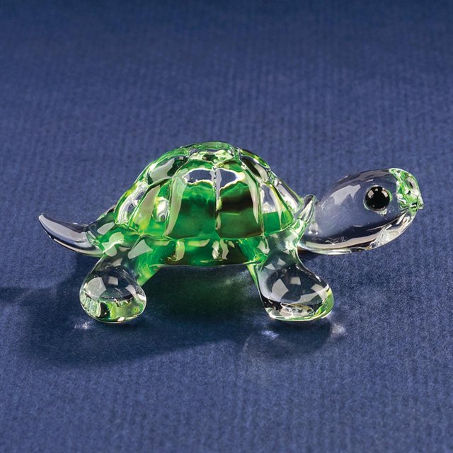 Glass Baron Decorative Miniature Green Turtle Glass Figurine with ...