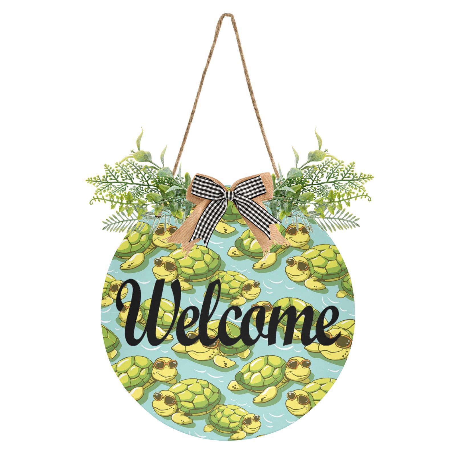 Green Turtles Welcome Sign for Front Door Wreath Door Sign for ...