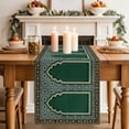 Green Twin Arches Dining Table Runner, Rustic Forest Green Symmetrical ...