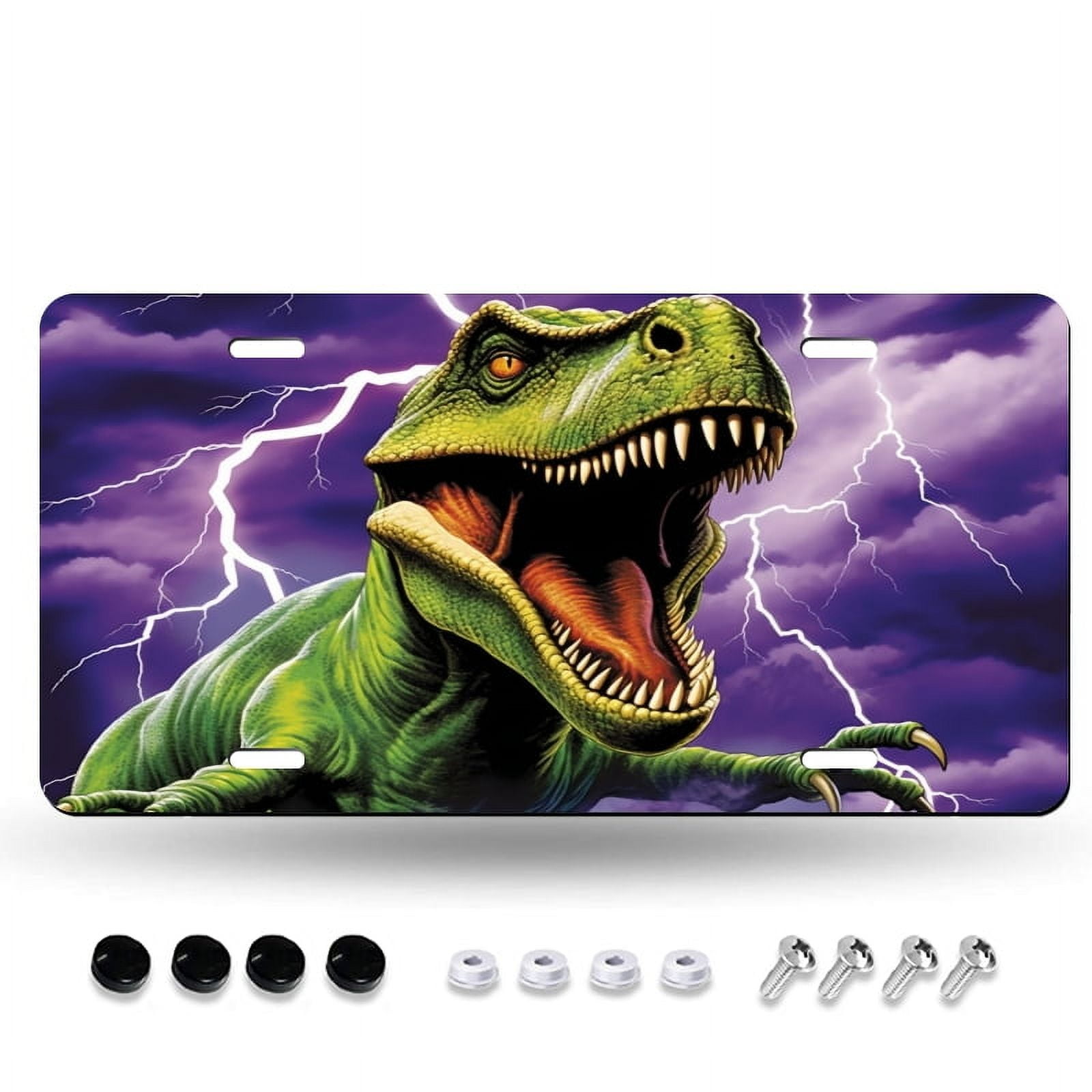 Green Tyrannosaurus Rex Roaring with Its Mouth Open Front License Plate ...