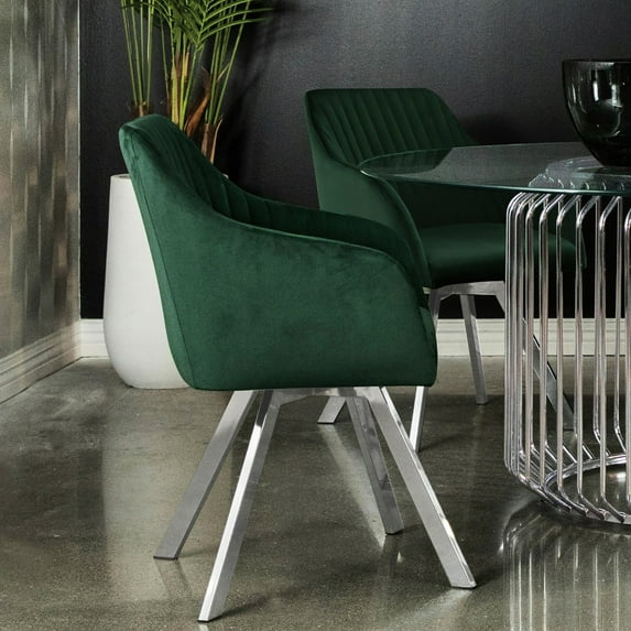 Green Upholstered Swivel Chair | Retro Appeal | Effortless 360-Degree ...