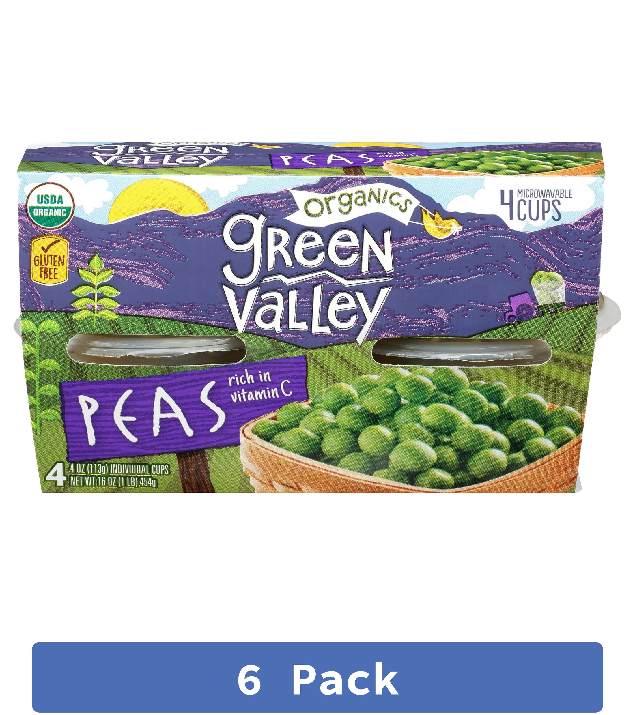 Green Valley Organics Sweet Pea Organic Cups 4 oz (Pack of 6) - Walmart.com