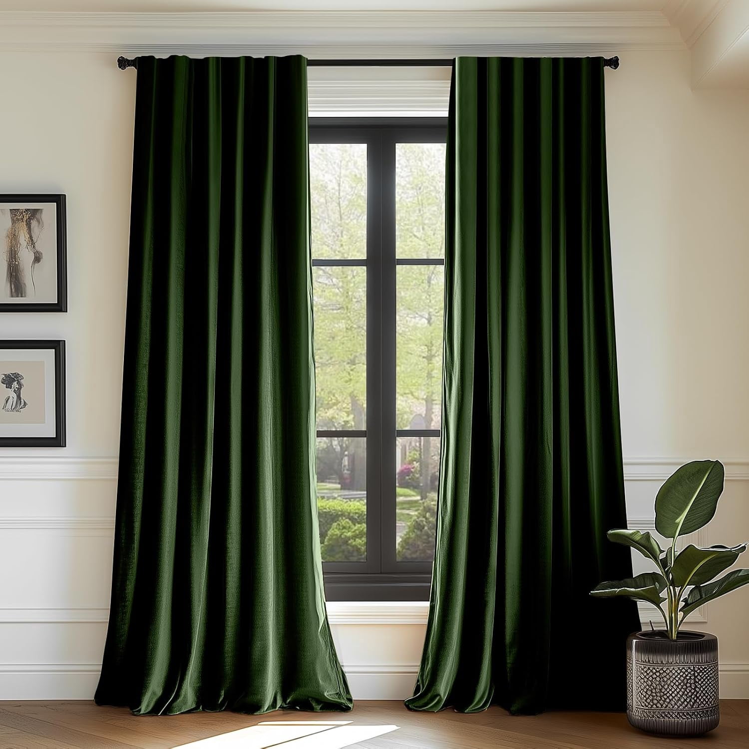 Green Velvet Curtain Thermal Insulated Curtains 84 Inch Long Drapes for ...