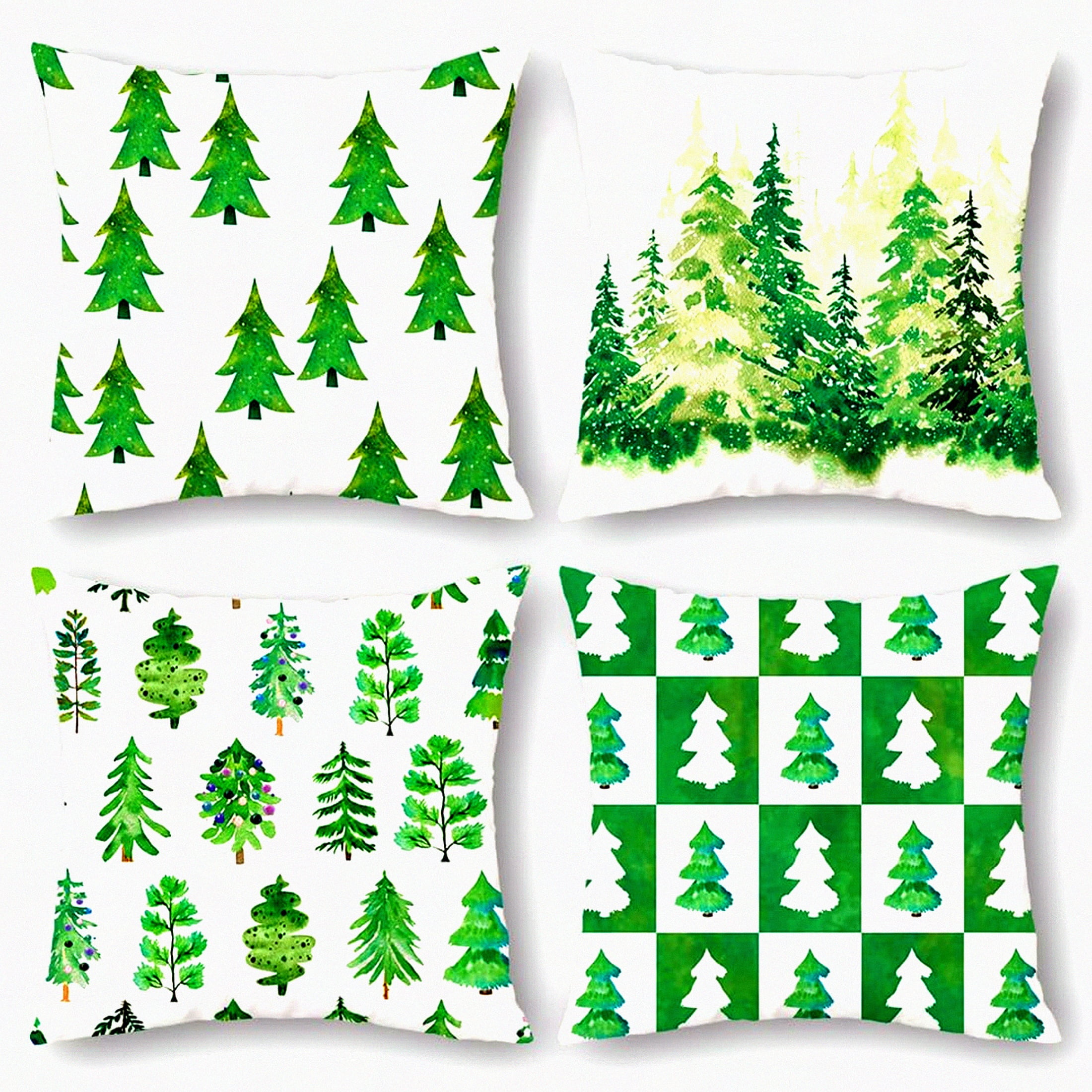 Green Velvet Emerald Tree Pillow Covers - Set of 4 18x18 Decorative ...