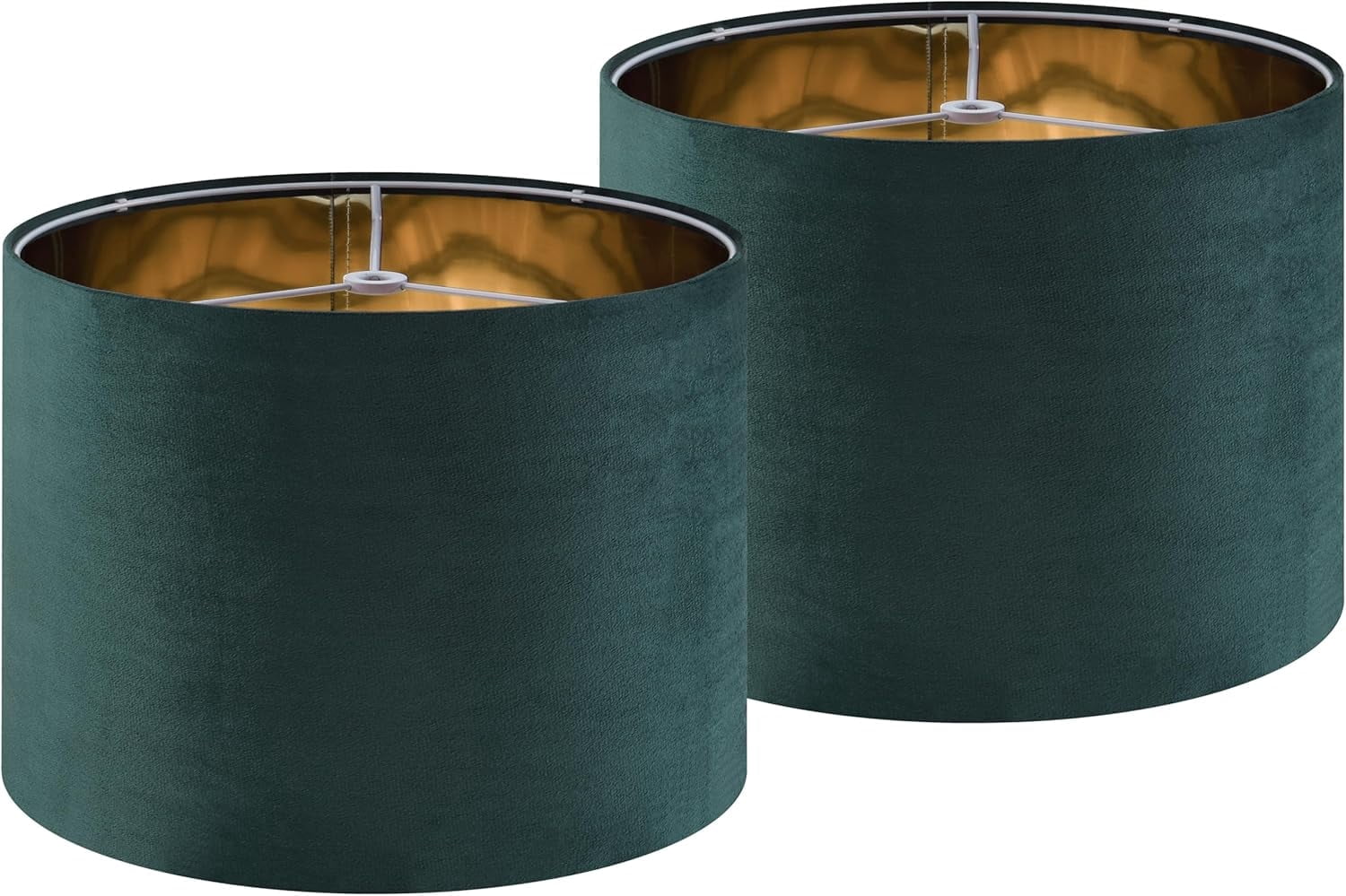 Green Velvet Lampshades Set of 2 Medium Drum Lamp Shade 13" Top x 13 ...