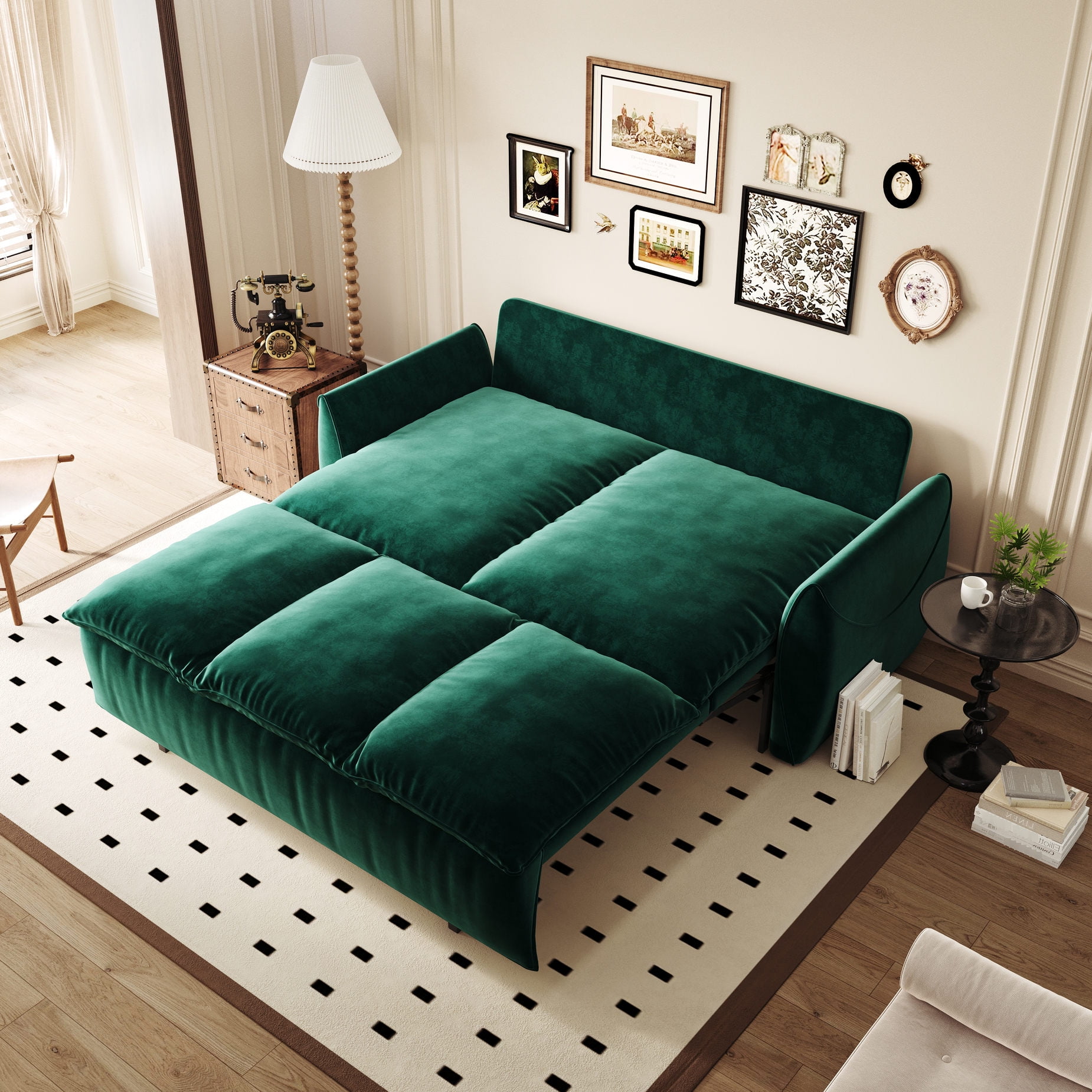 Green Velvet Multi - Functional | Easily Convertible Sofa to Bed for ...