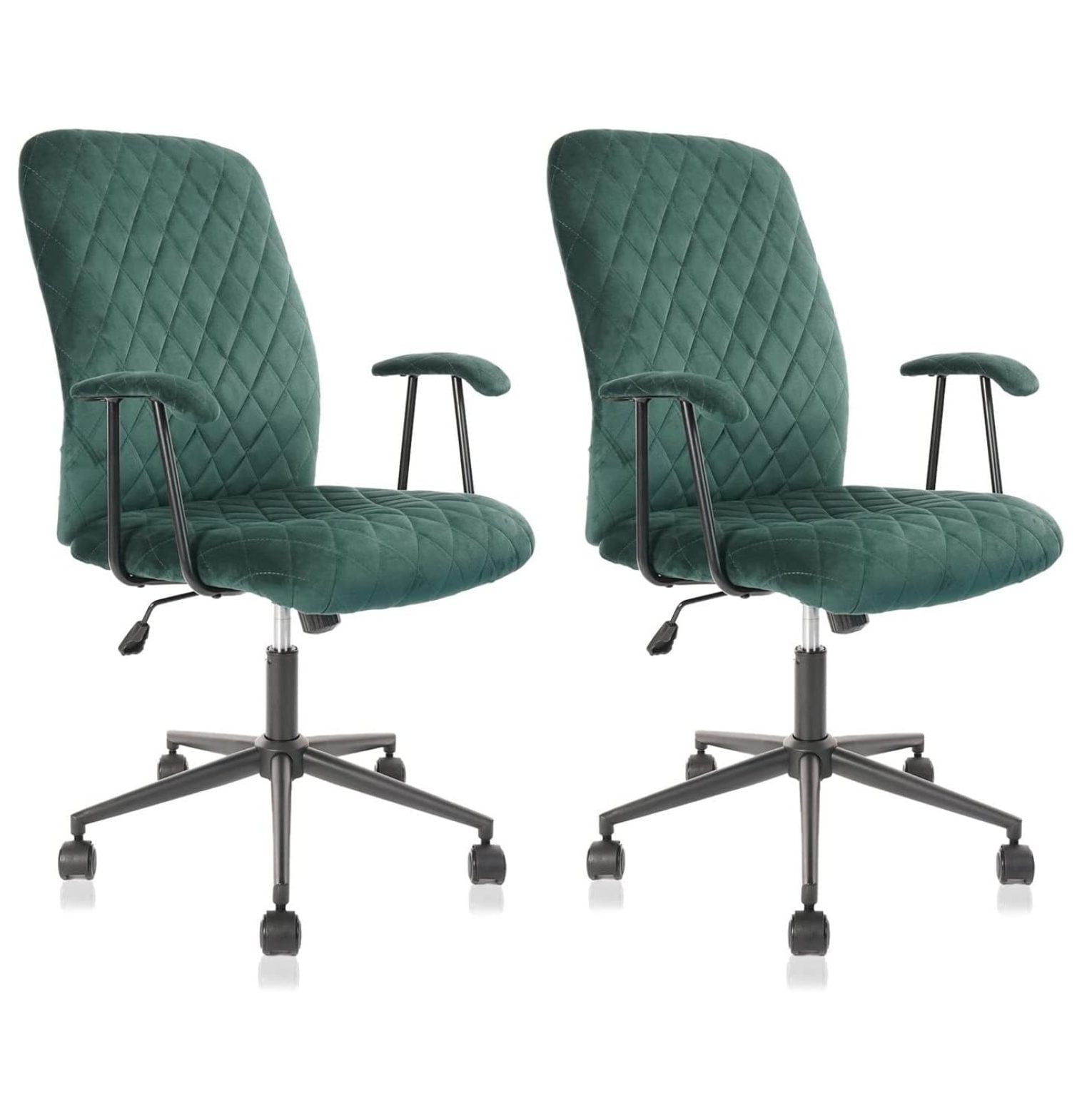 Green Velvet Office Chair Upholstered Home Leisure Desk Chair Vintage ...