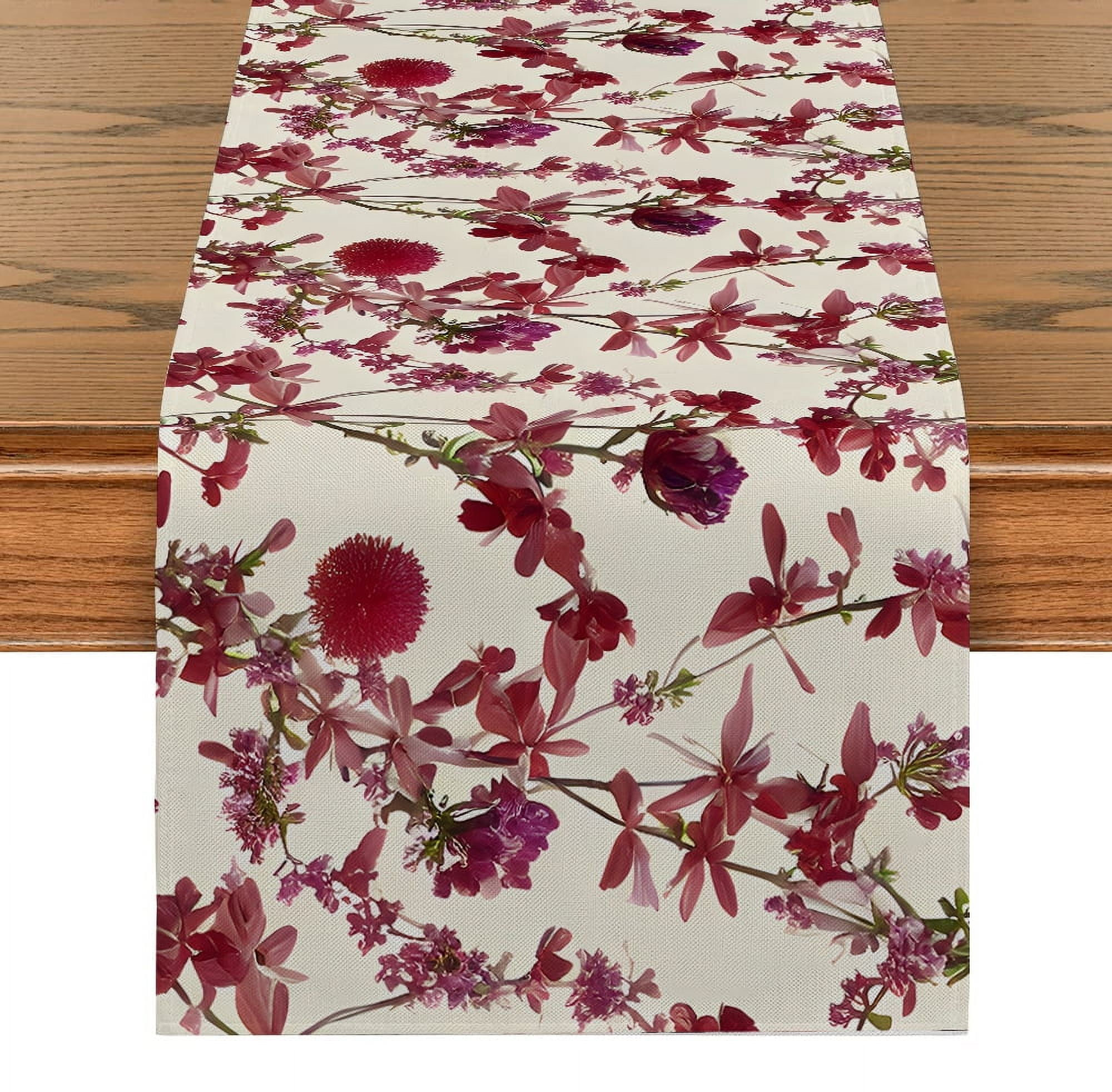 Green Vine Leaf Pattern Linen Table Runner Party Holiday r Summer Table ...