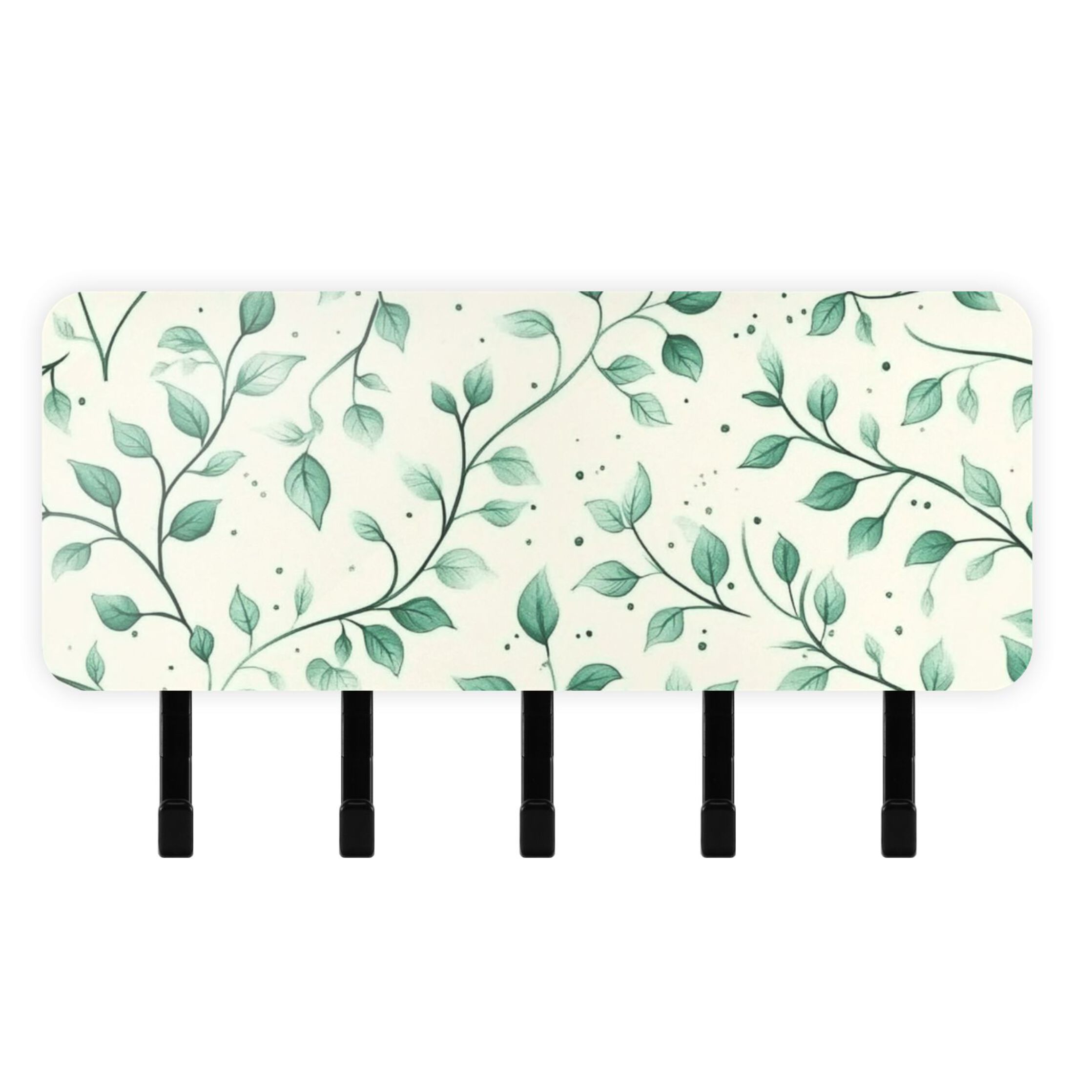Green Vine and Leaves Key Holder Wall Mount Small Metal Key Rack with 5 ...