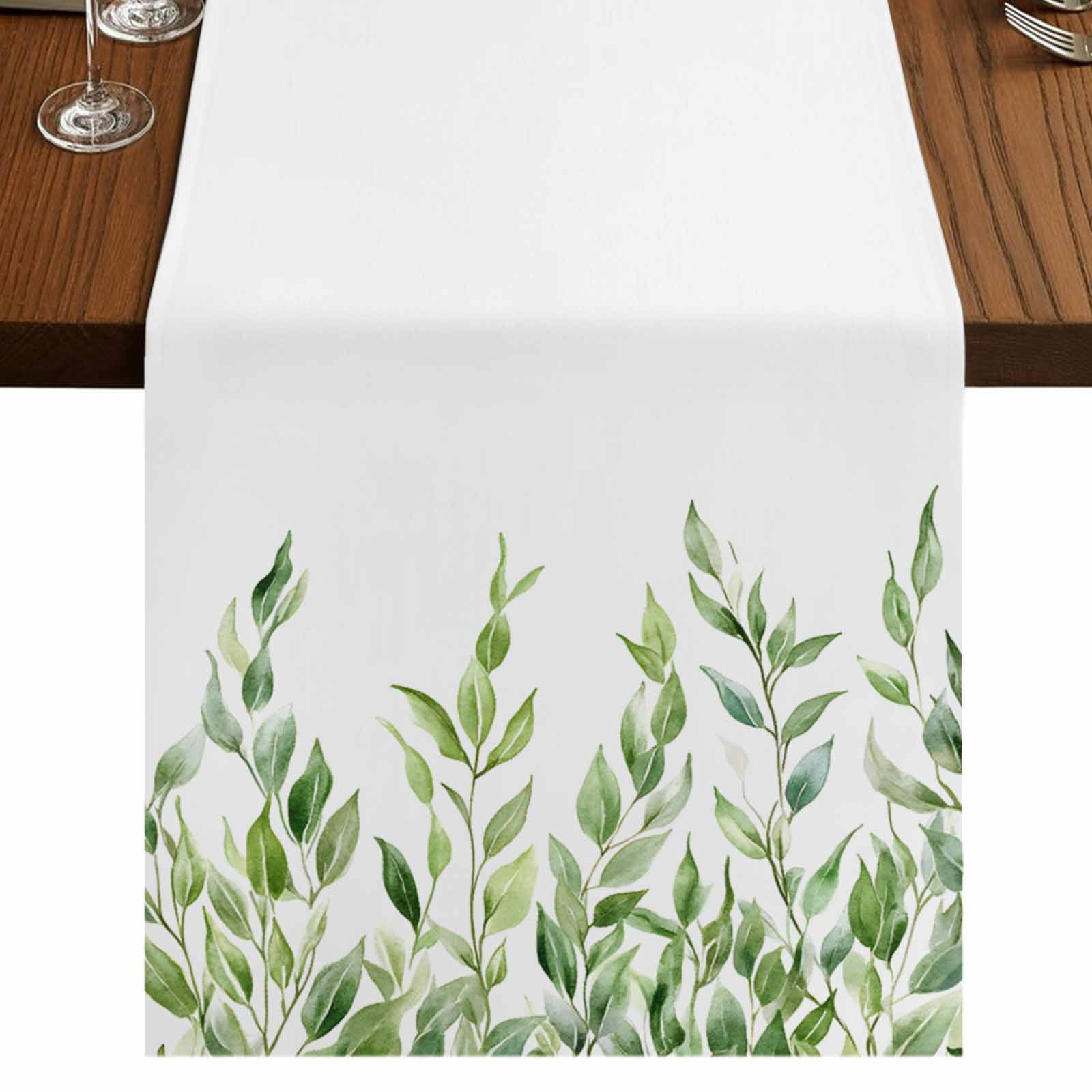 Green Vines 36 Inch Table Runner, Spring Botanical Plants Leaves ...