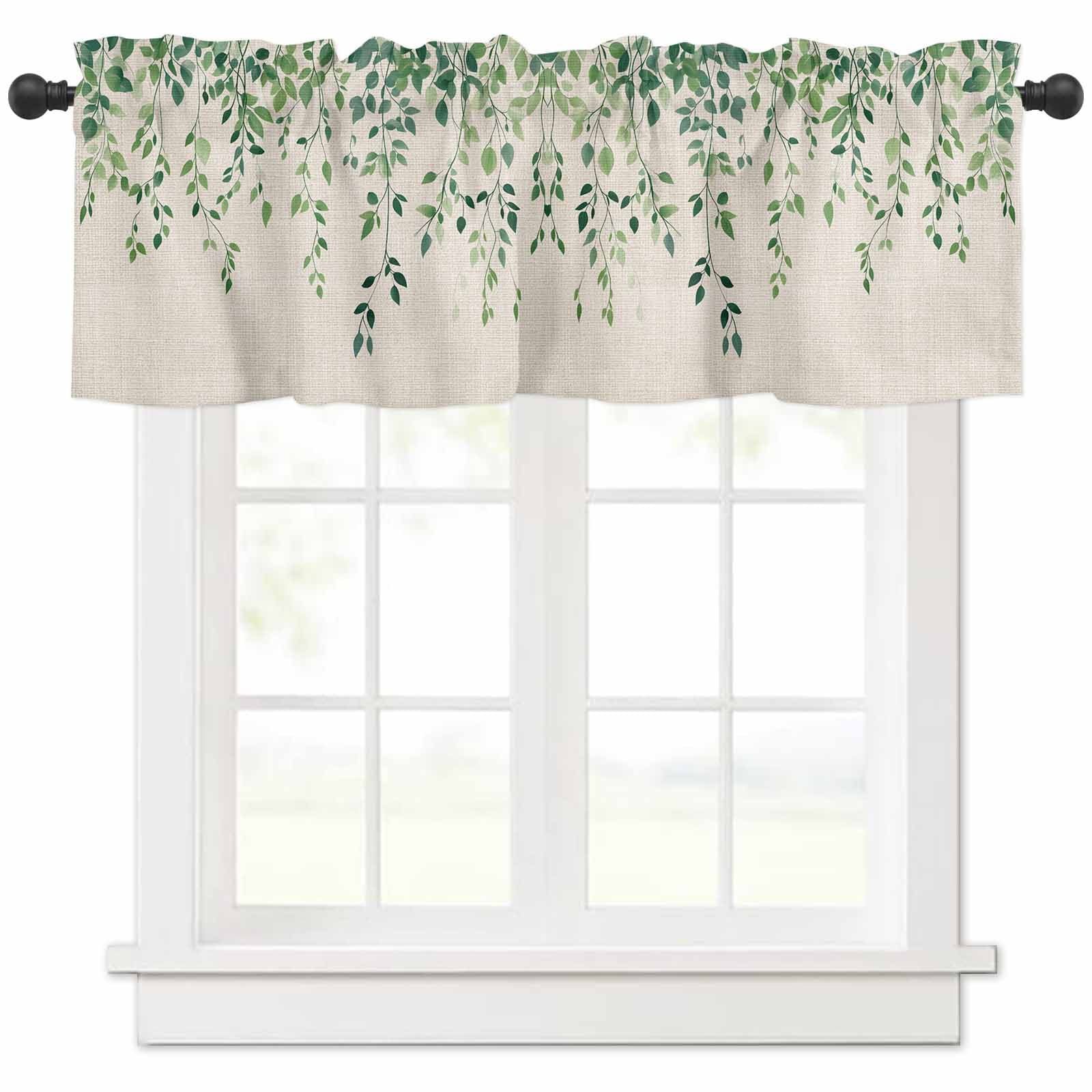 Green Vines Valances for Windows Farmhouse Kitchen Curtains Valances ...